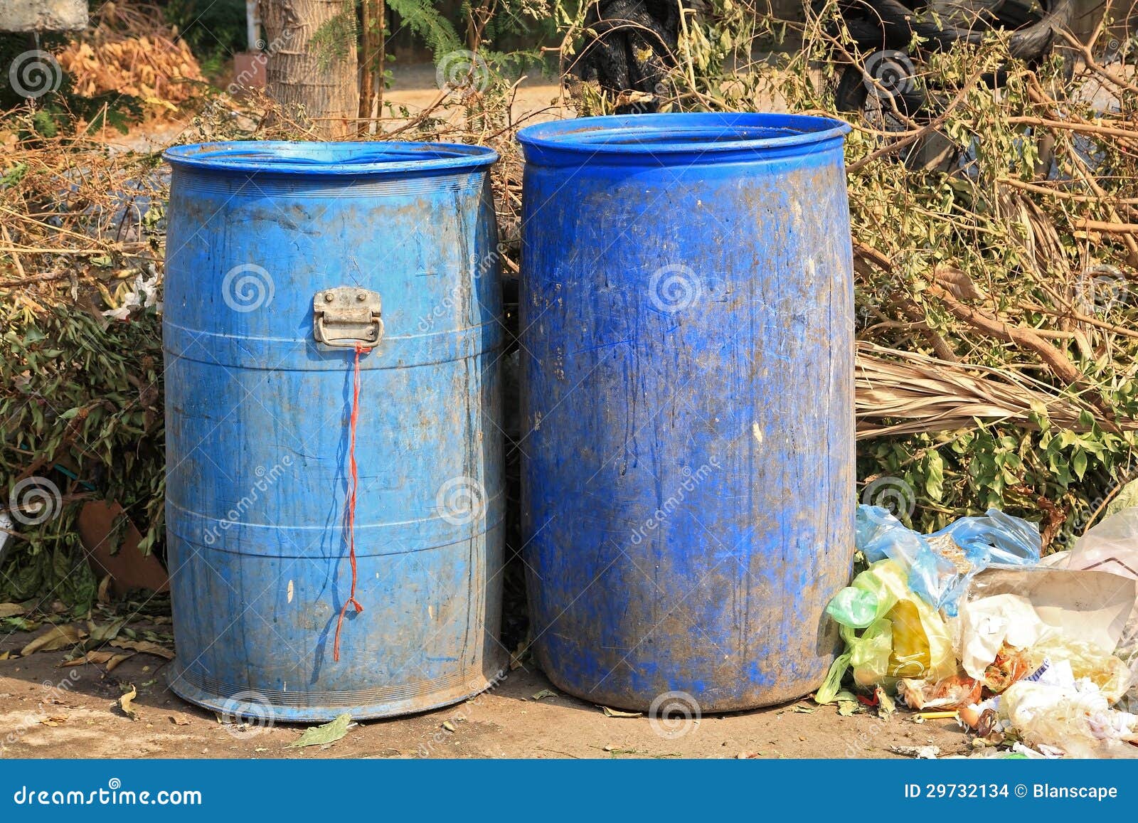 Old blue trash stock photo. Image of dump, path, leaves - 29732134