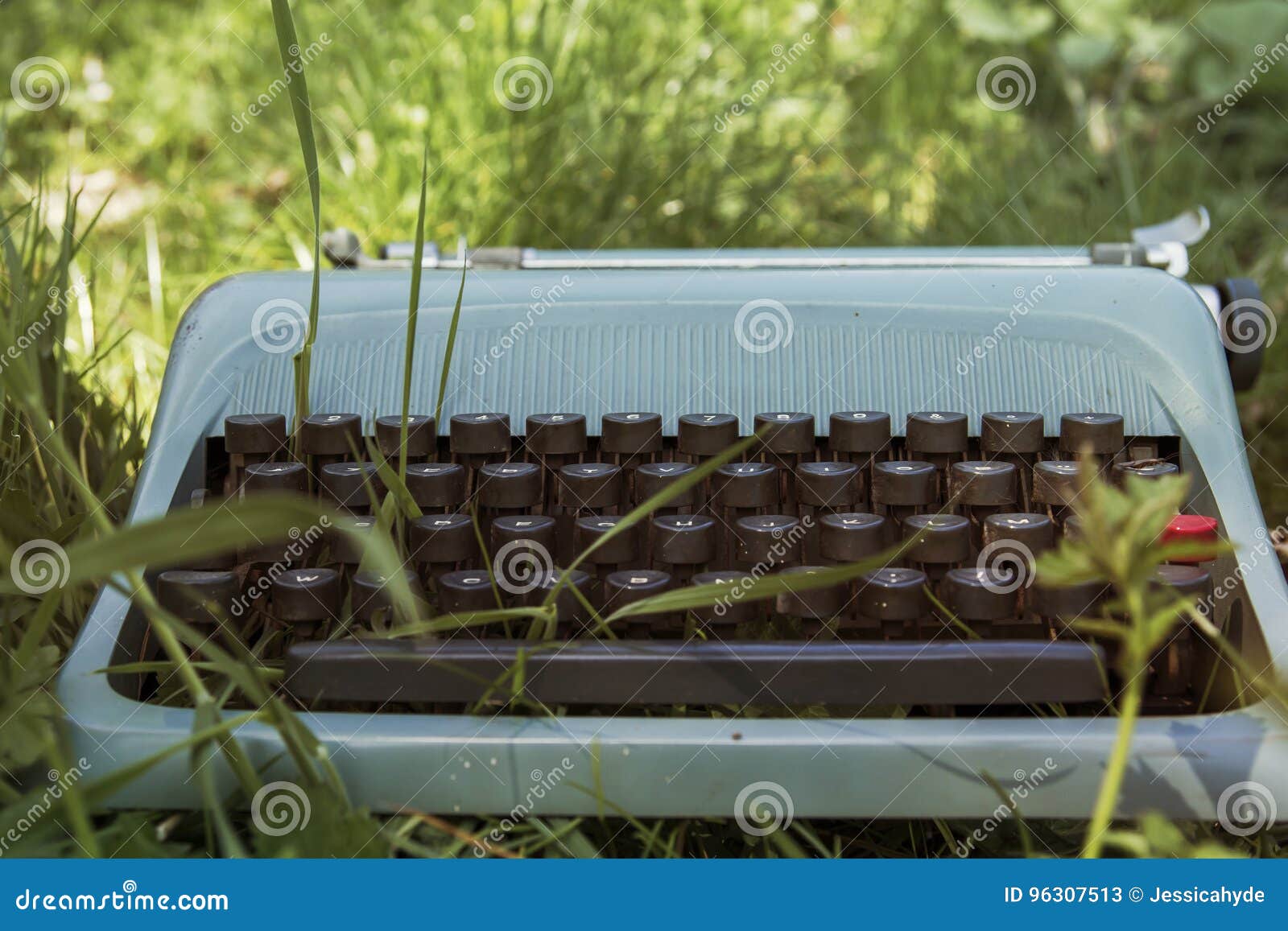 Old blue typewriter stock image. Image of idyllic, close - 96307513