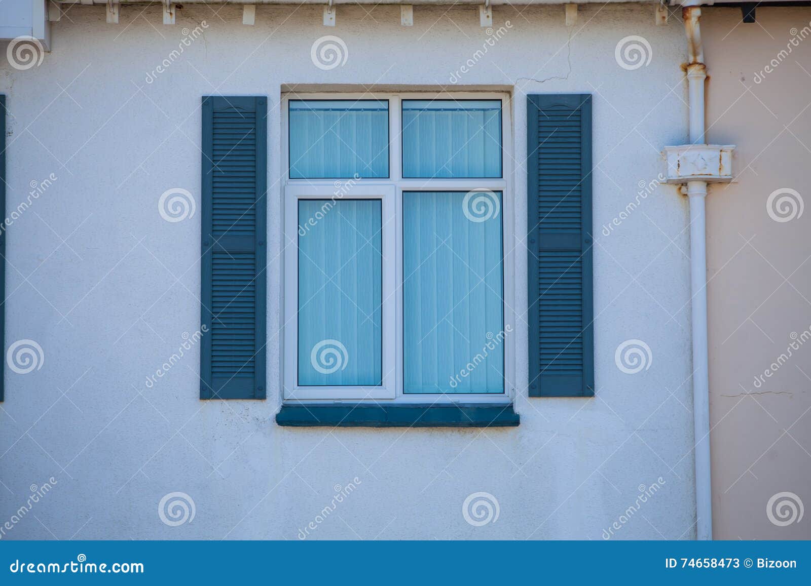 Old blue window stock image. Image of village, wood, glass - 74658473