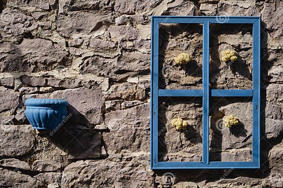 Old blue window frame stock photo. Image of blue, classical - 261634378
