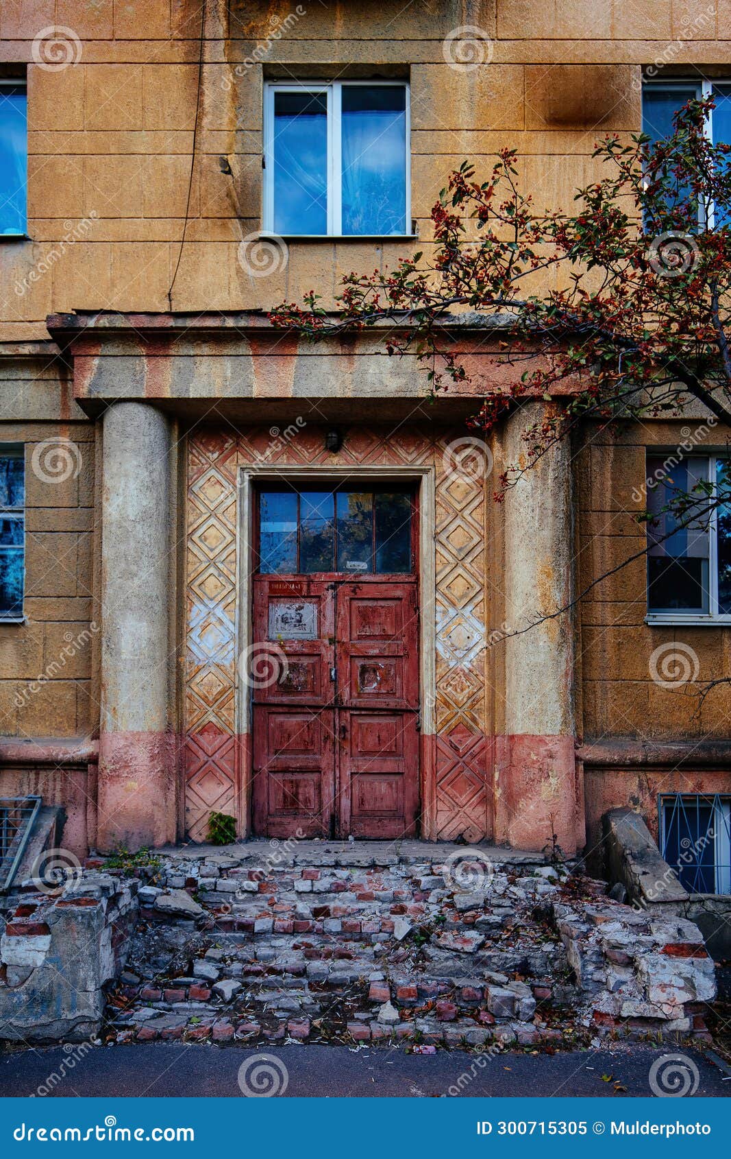 Old Boarded Up Door with Peeled Paint Stock Image - Image of exterior ...