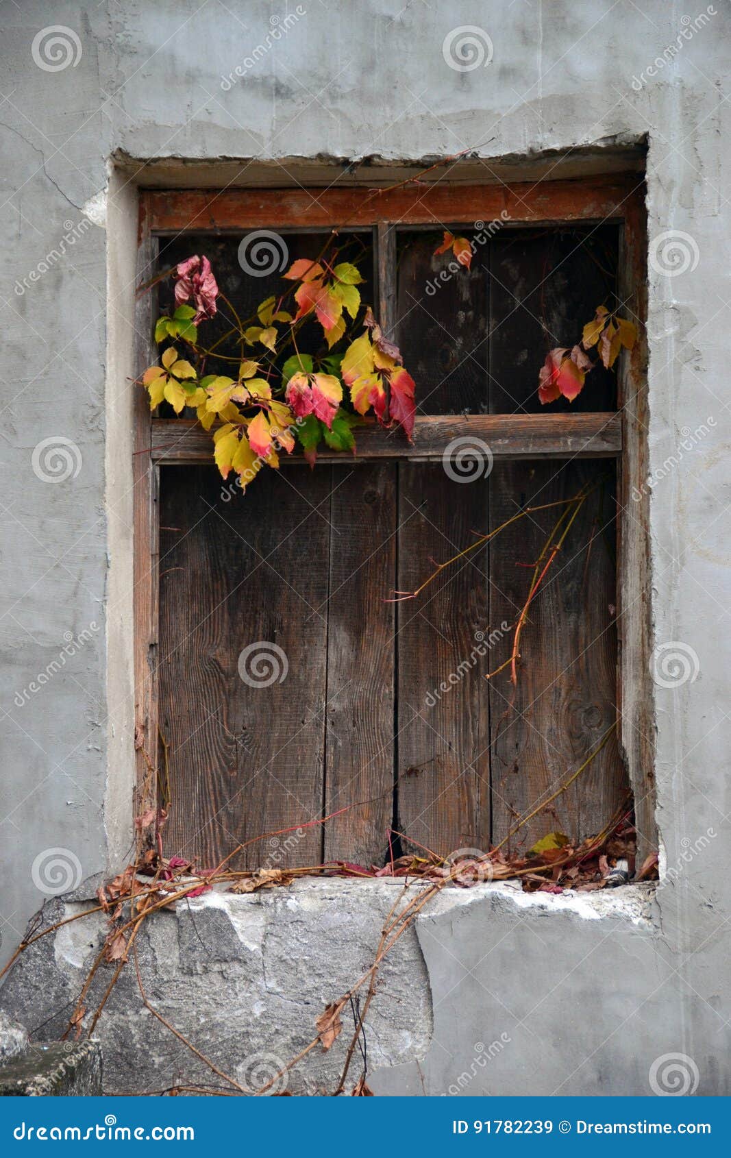 The Old Boarded-up Window in the Wall Stock Image - Image of city ...