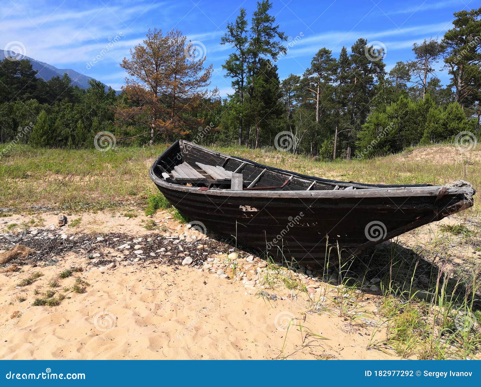 Old boat on the beach stock photo. Image of canal, boating - 182977292