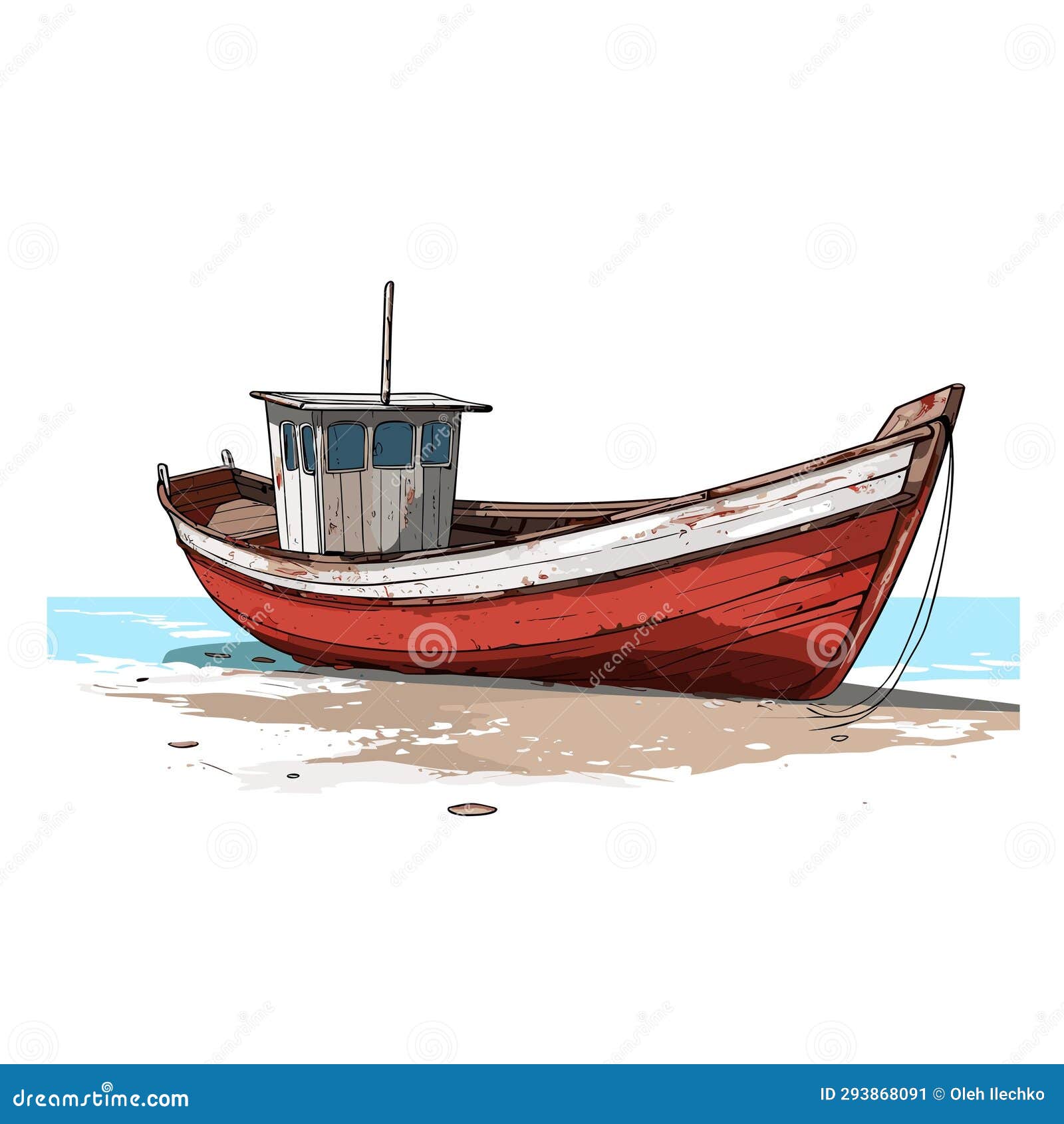 Old Boat on Beach Vector Flat Minimalistic Isolated Illustration Stock ...