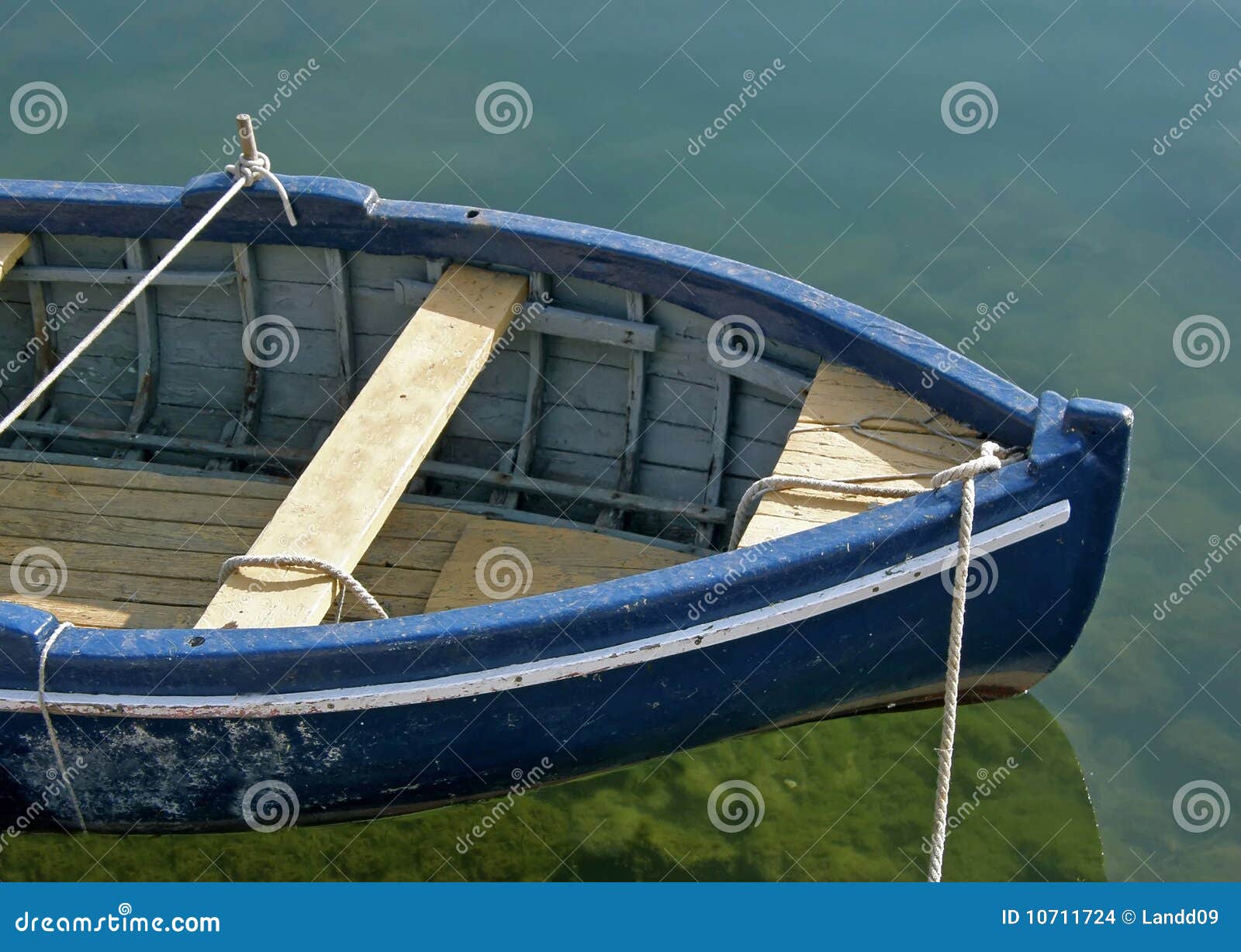 Old Boat on Blue Green River Stock Photo - Image of boat, empty: 10711724