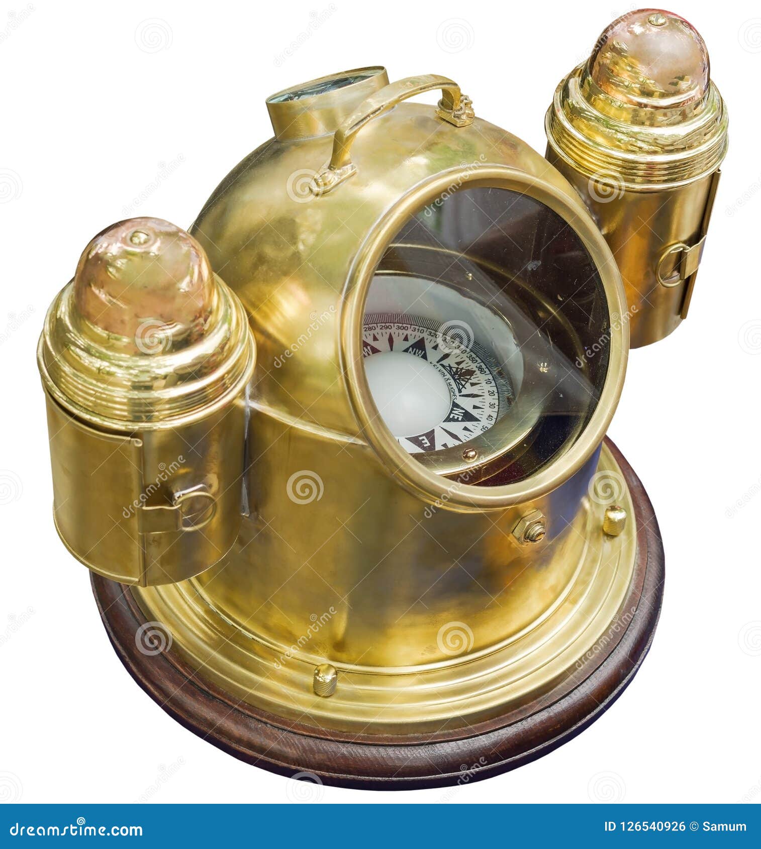 Old boat compass on white stock photo. Image of nautical - 126540926