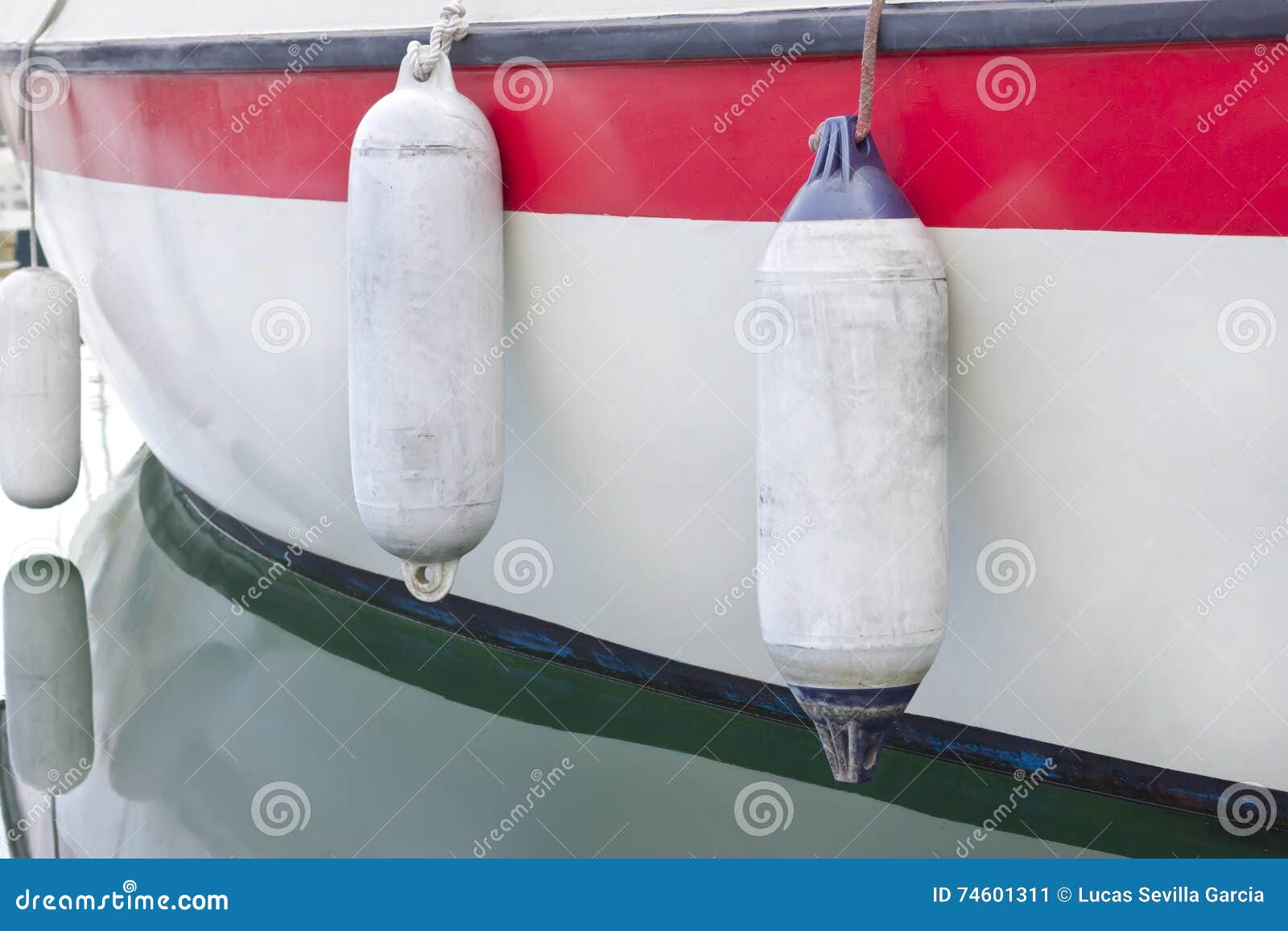 Old boat fenders. stock image. Image of harbor, suspended - 74601311