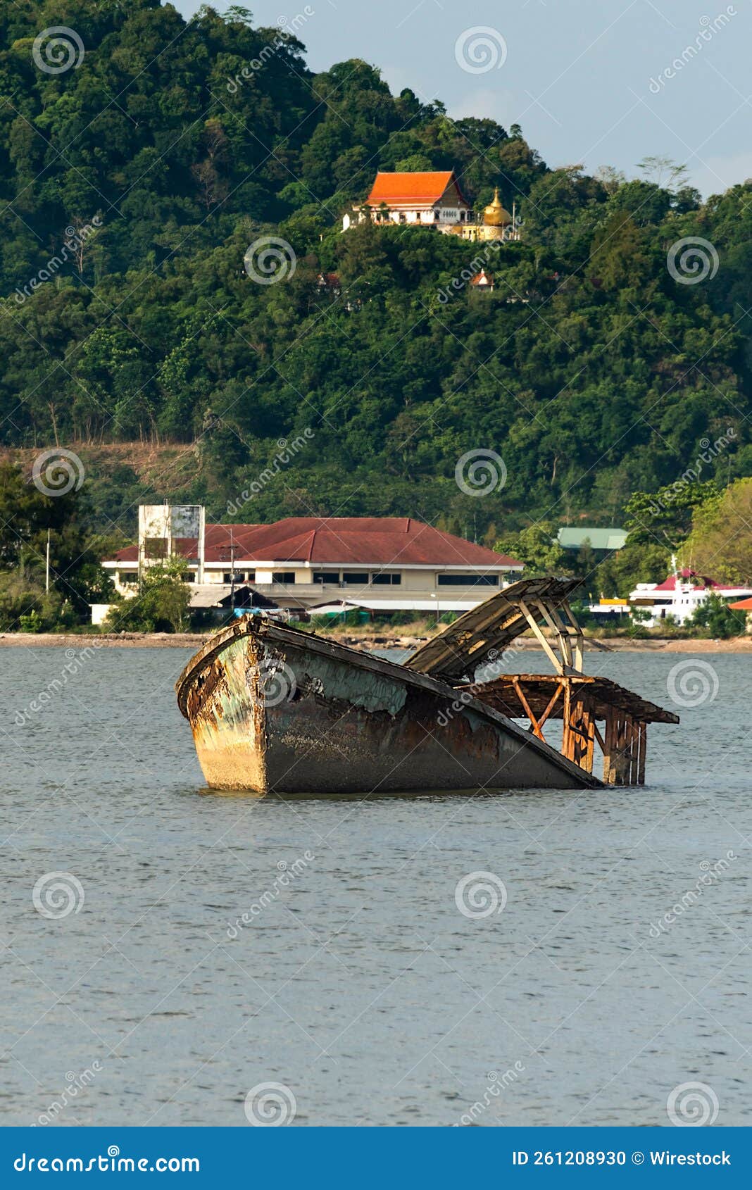 Old boat floating in water stock photo. Image of nature - 261208930