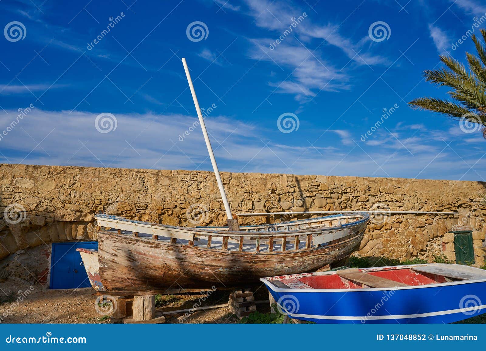 Old Boat in Nova Tabarca Island of Alicante Stock Photo - Image of ...