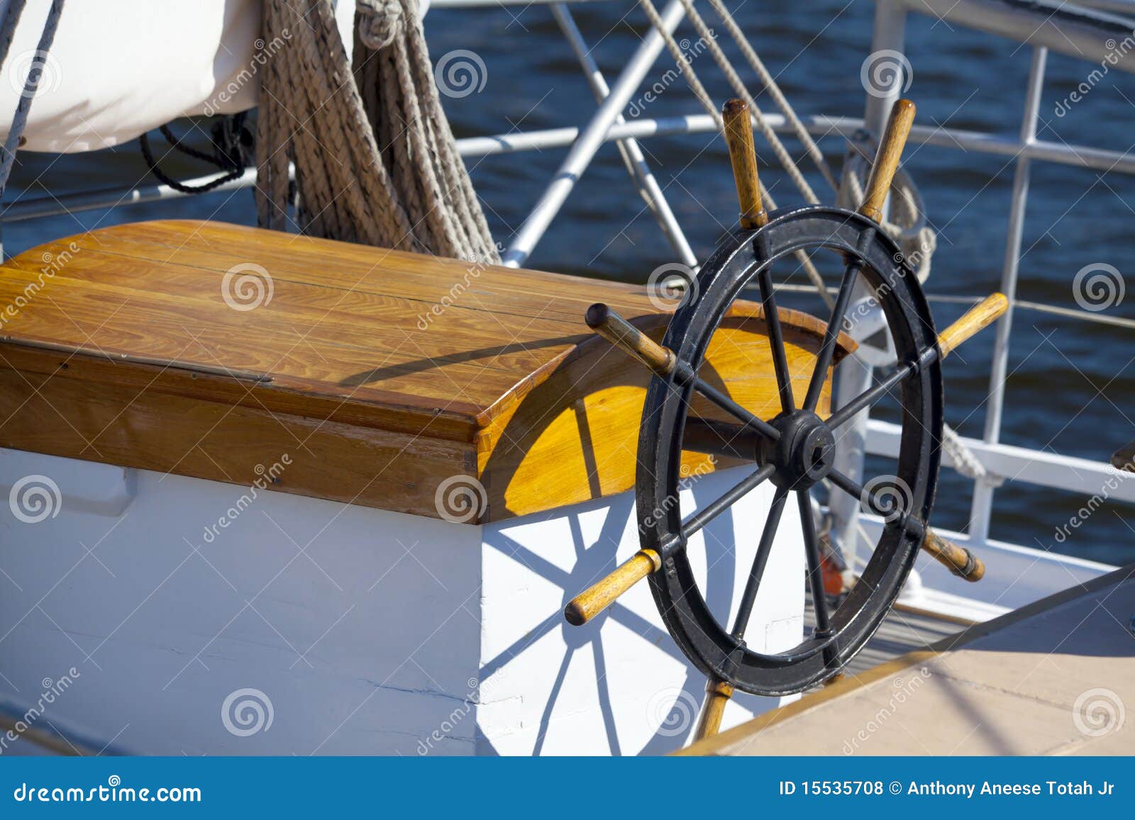 Captains Steering Wheel Or Rudder Of An Old Wooden Sailing Ship In A ...