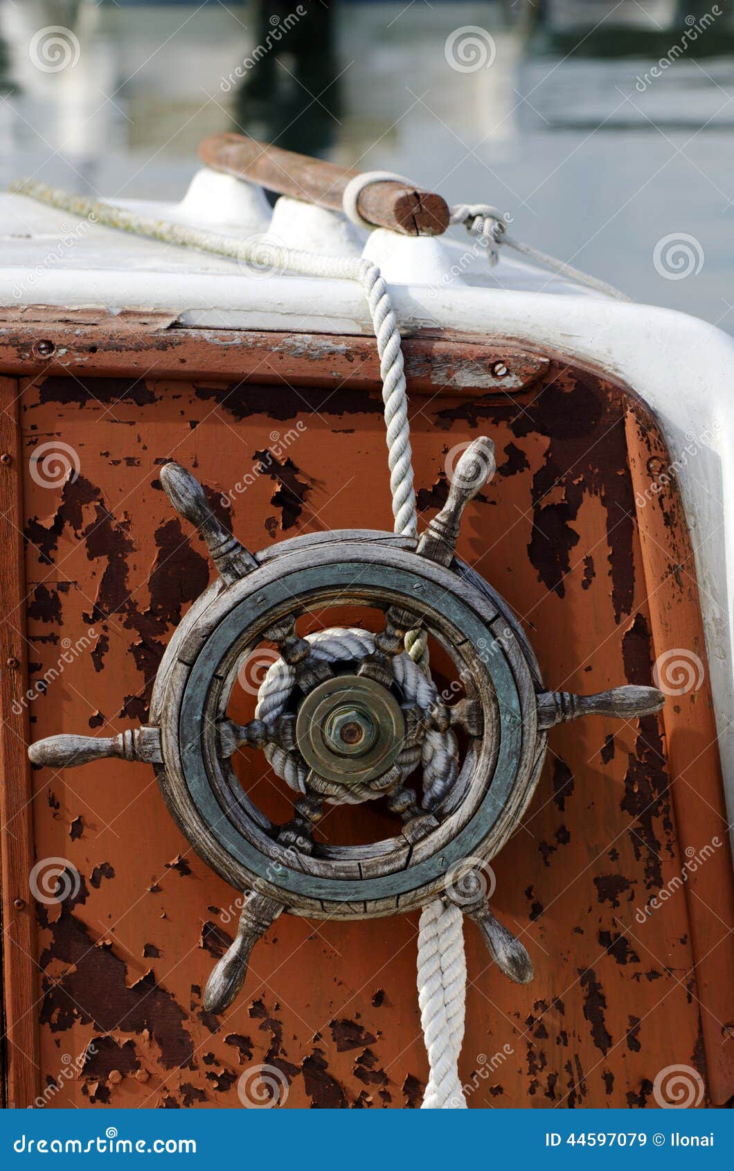 Old boat wheel stock image. Image of summer, anchor, pier - 44597079