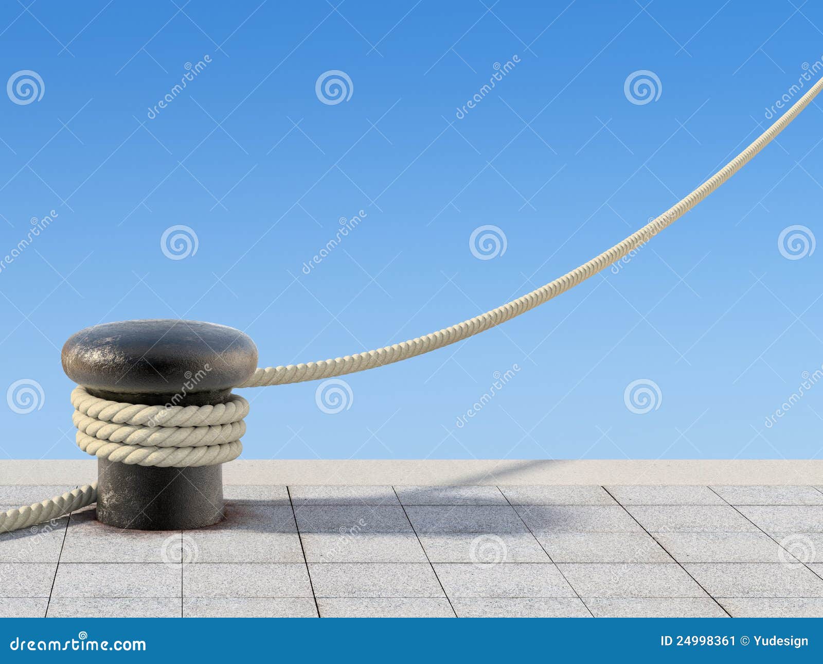 Old bollard with the rope stock illustration. Illustration of safety ...
