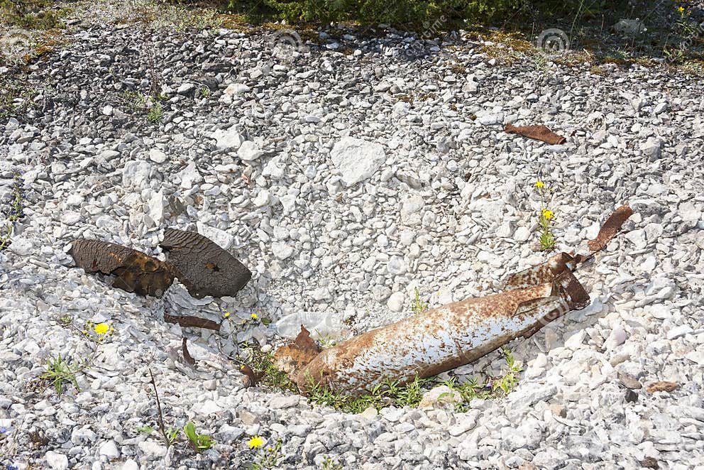 Old Bomb or Missile on the Ground Stock Photo - Image of shell, weapon ...