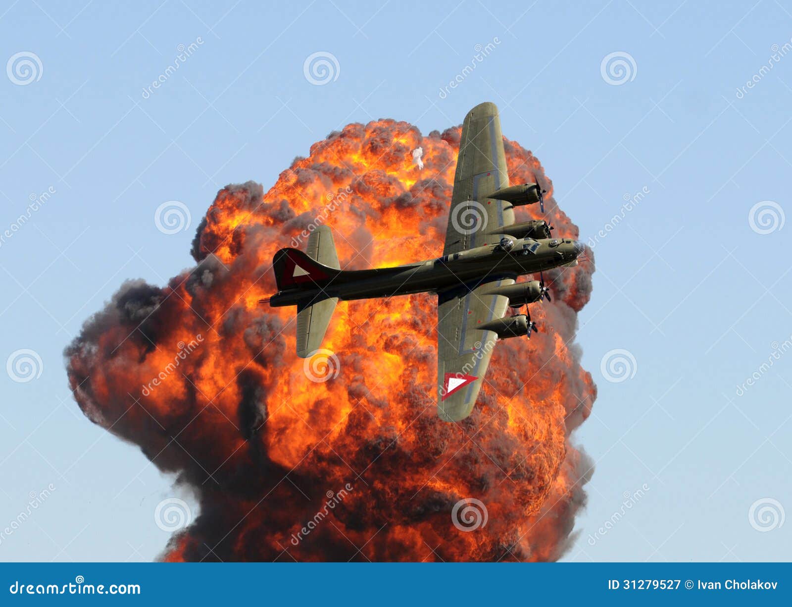 Old Bomber Against Fireball Stock Image - Image of plane, world: 31279527