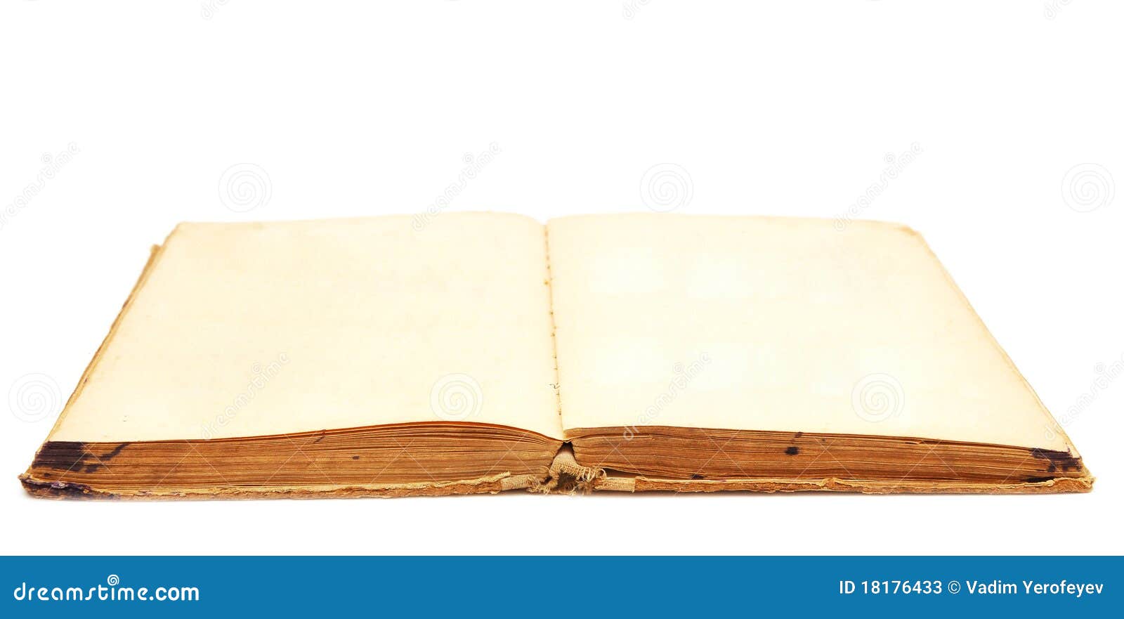An Old Book with Blank Yellow Stained Pages Stock Image - Image of dark ...