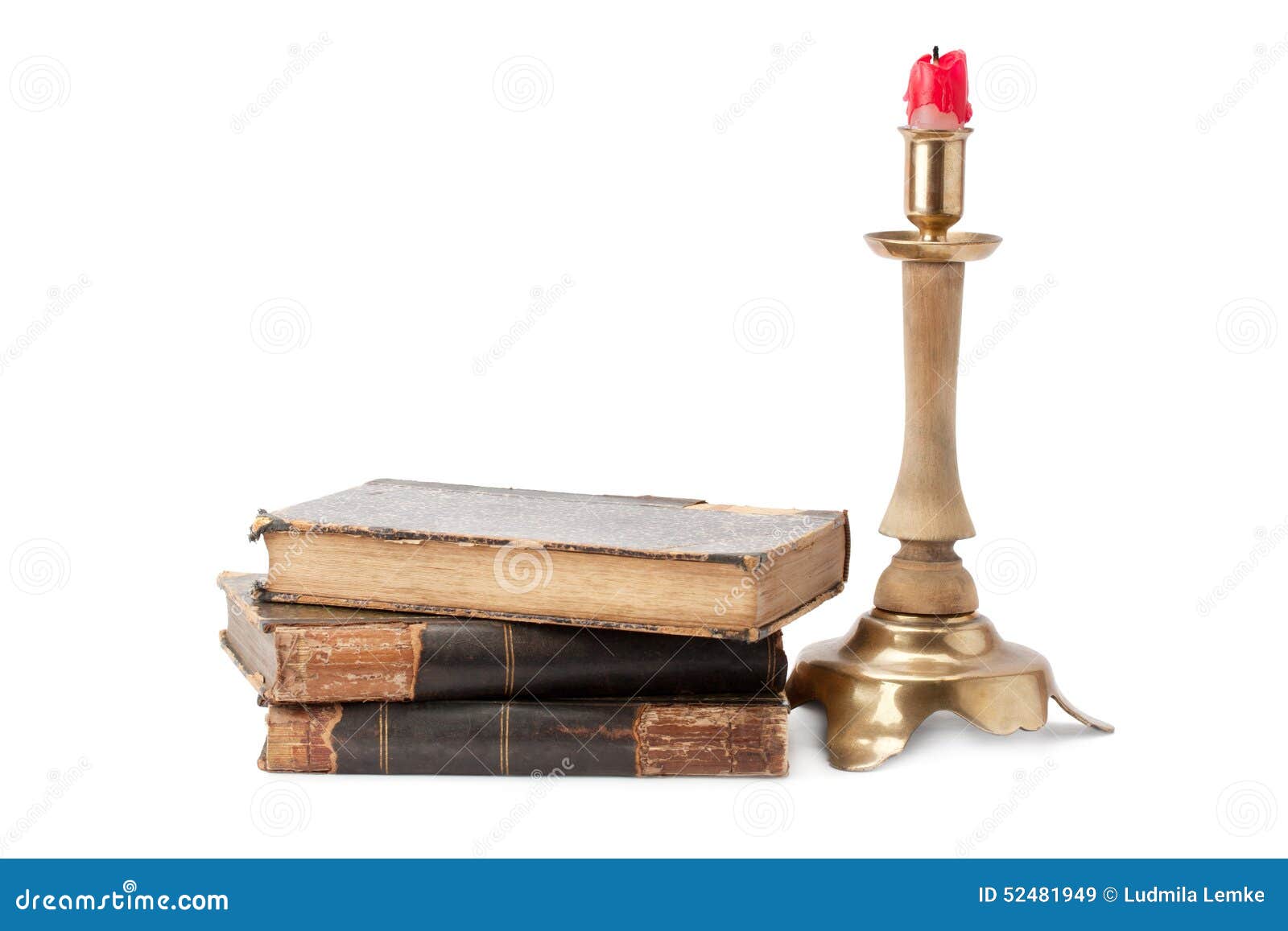 Old book and candlestick stock image. Image of bronze - 52481949