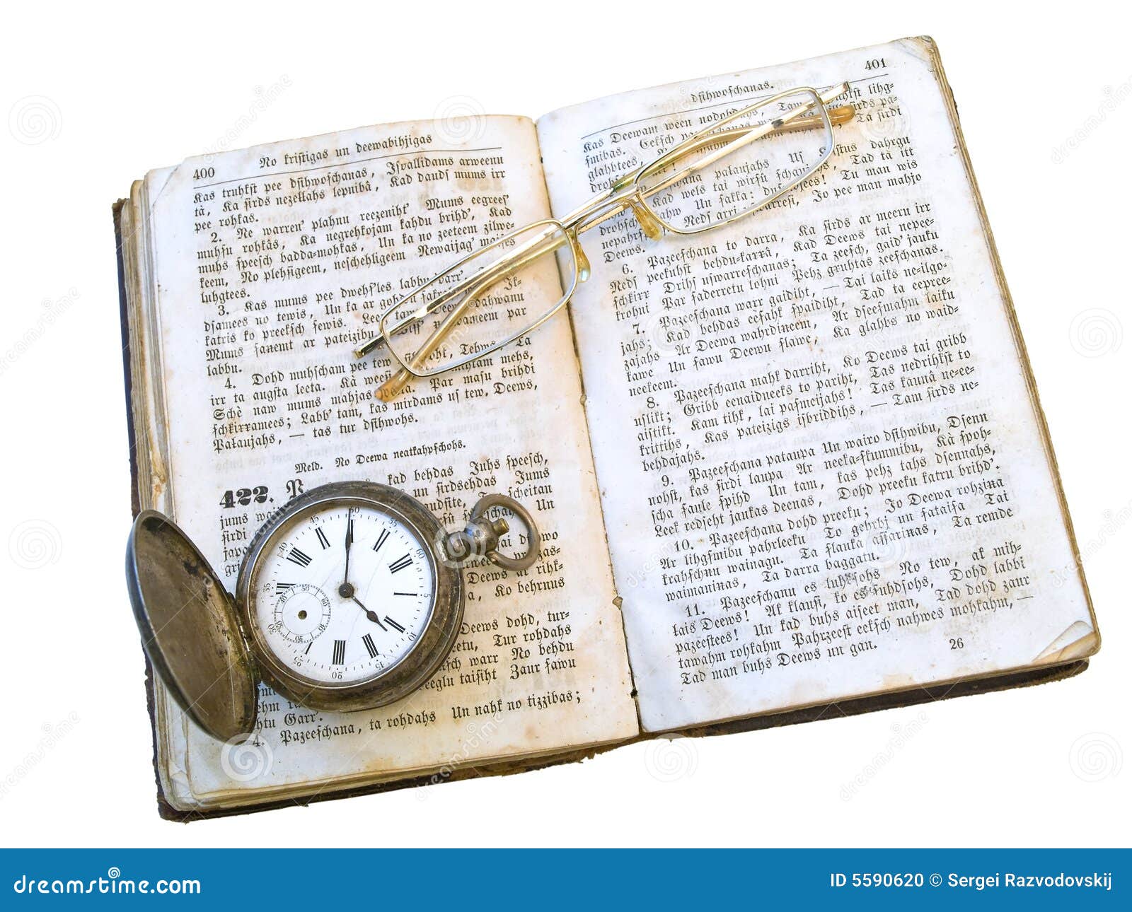Old Book, Clock and Glasses Stock Photo - Image of page, read: 5590620