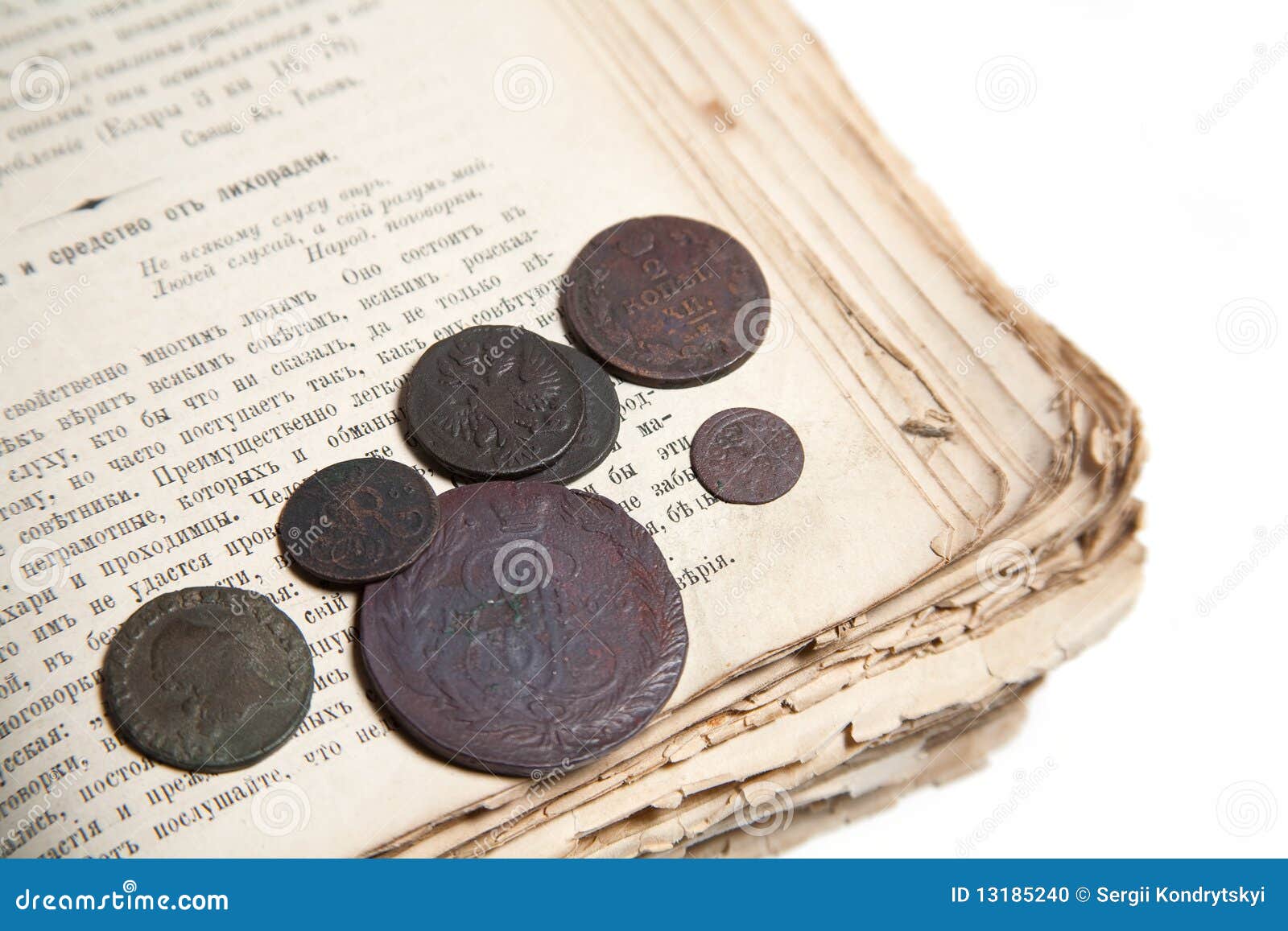Old book and coins stock photo. Image of buying, market - 13185240