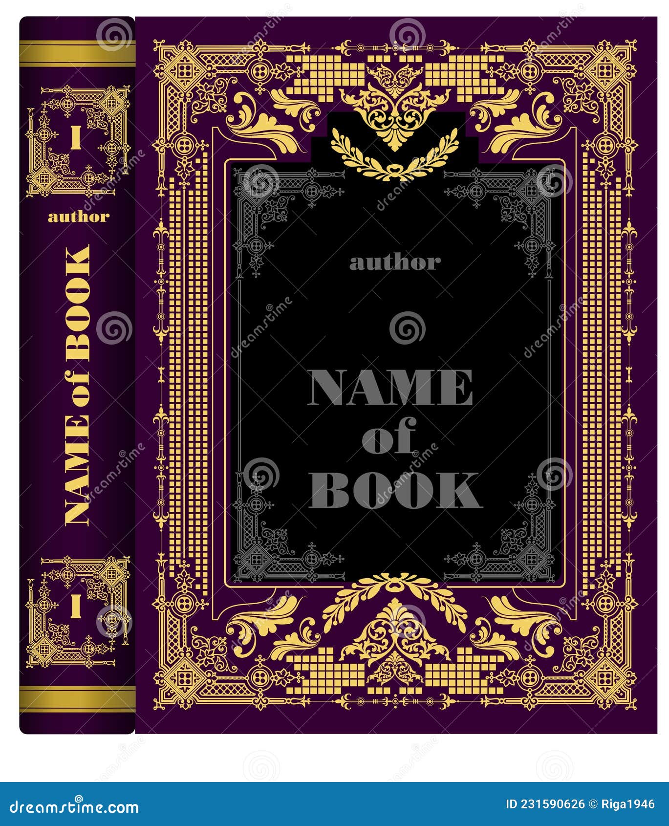 Old Book Cover Design Elements Stock Vector - Illustration of victorian ...