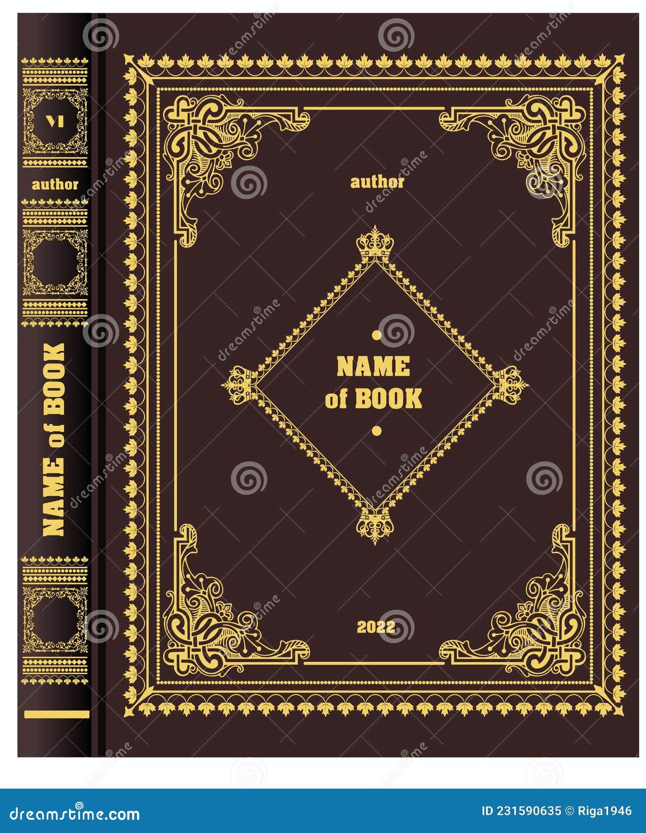 Old Book Cover Design Elements Stock Vector - Illustration of cover ...