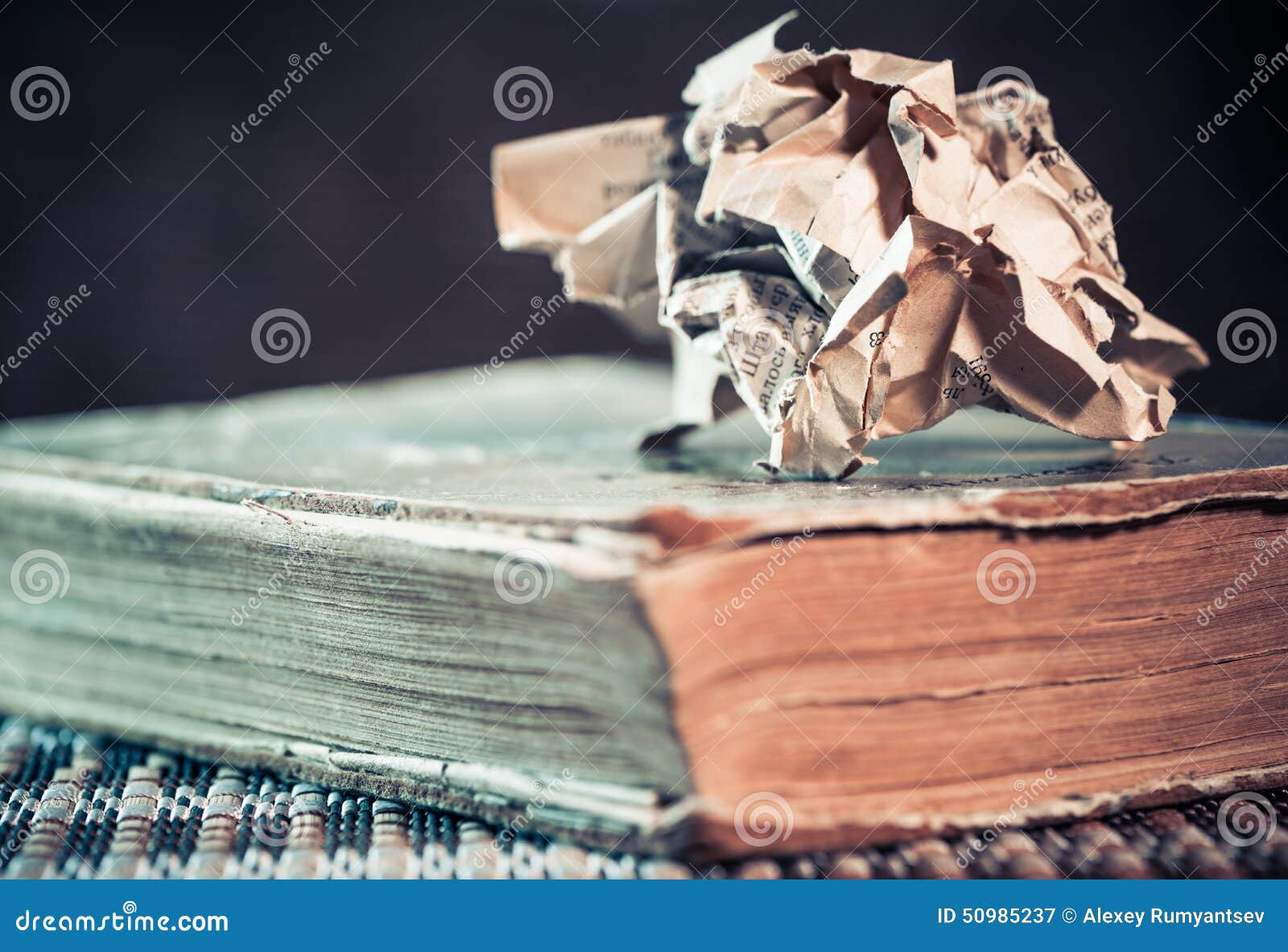 Old book and crumpled page stock image. Image of paper - 50985237