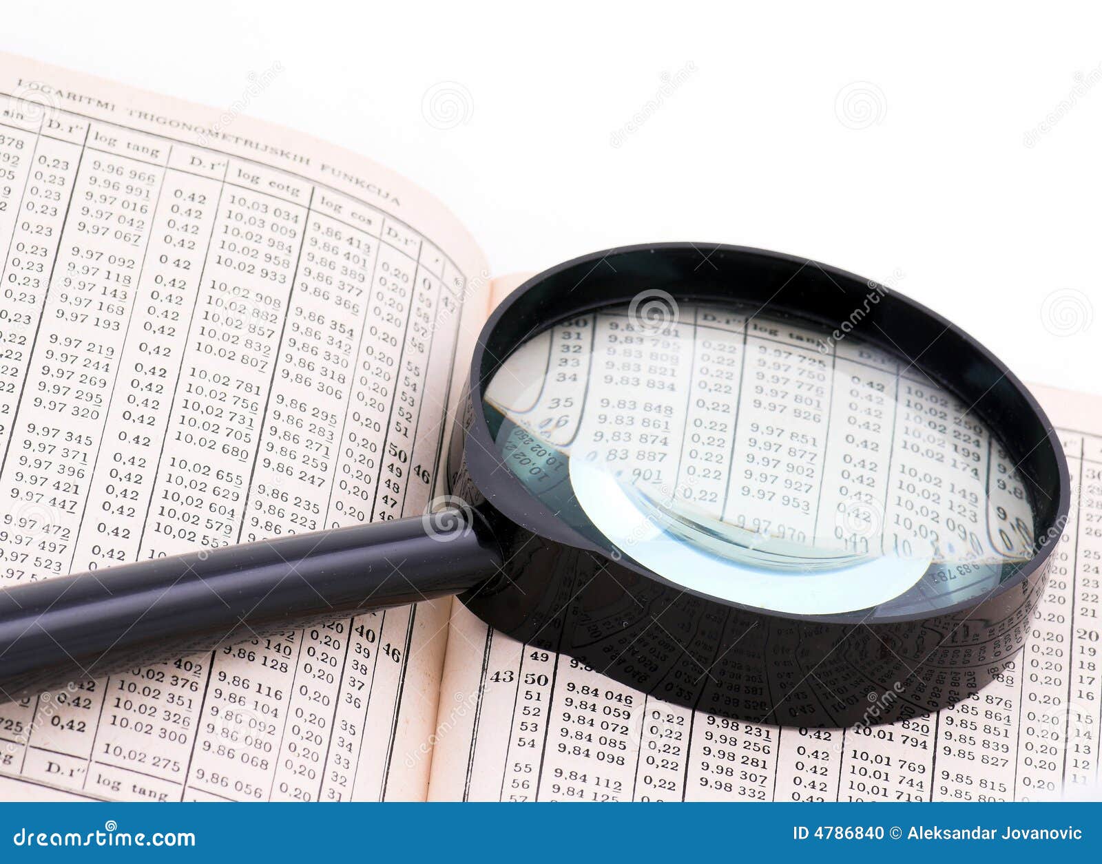 Old Book, Numbers and the Magnifying Glass Stock Photo - Image of math ...