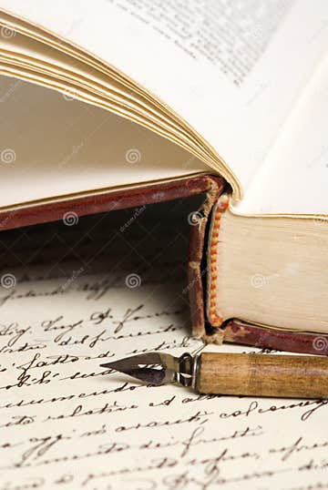 Old Book and Pen stock image. Image of cultural, pile - 1688547