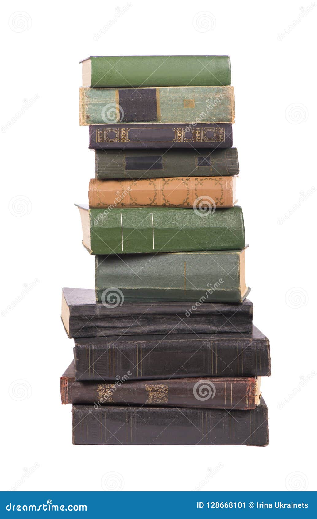 Old Book Pile Isolated on White Background Stock Image - Image of group ...