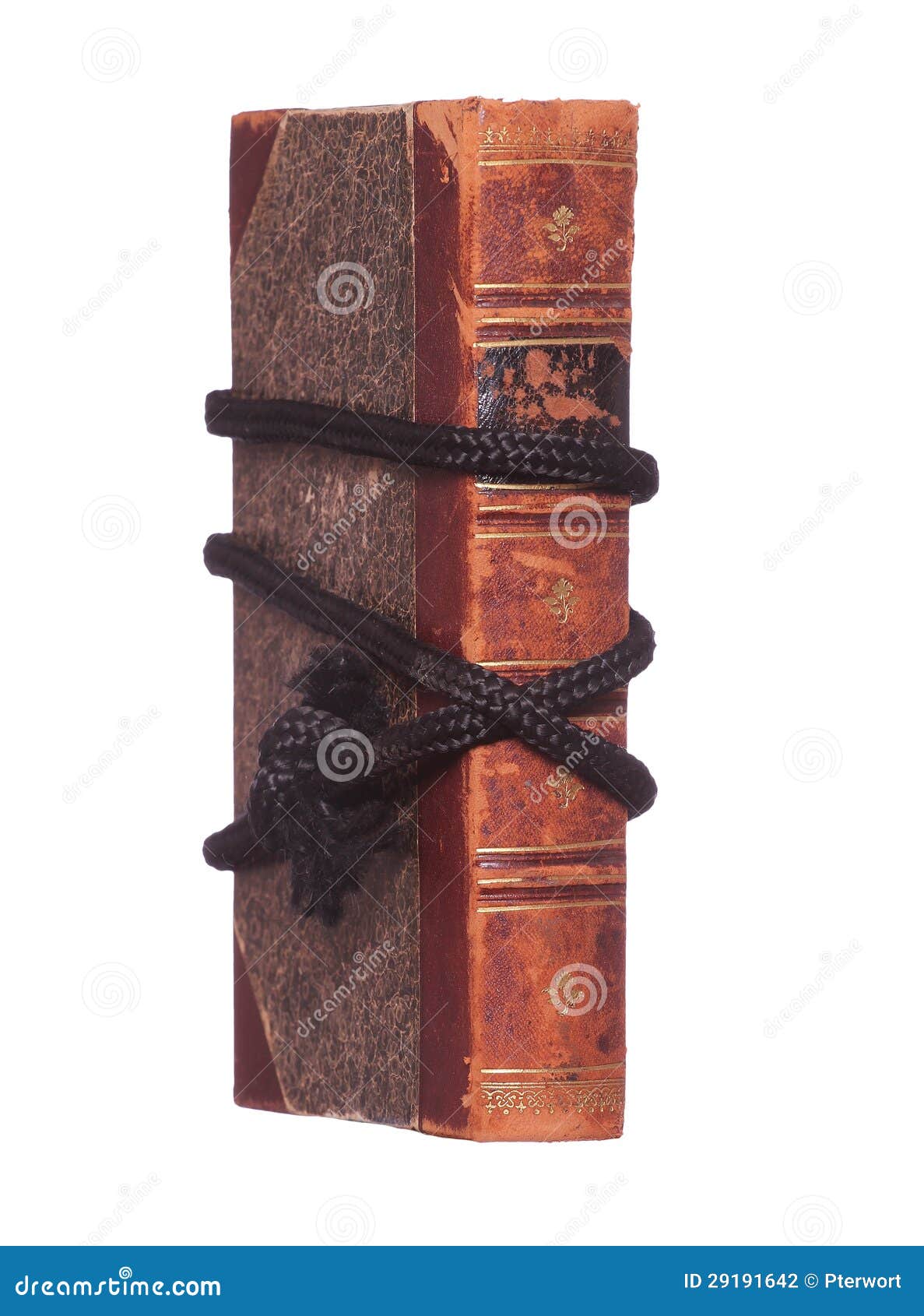 Old Book Protected with Black Rope Stock Photo - Image of publication ...