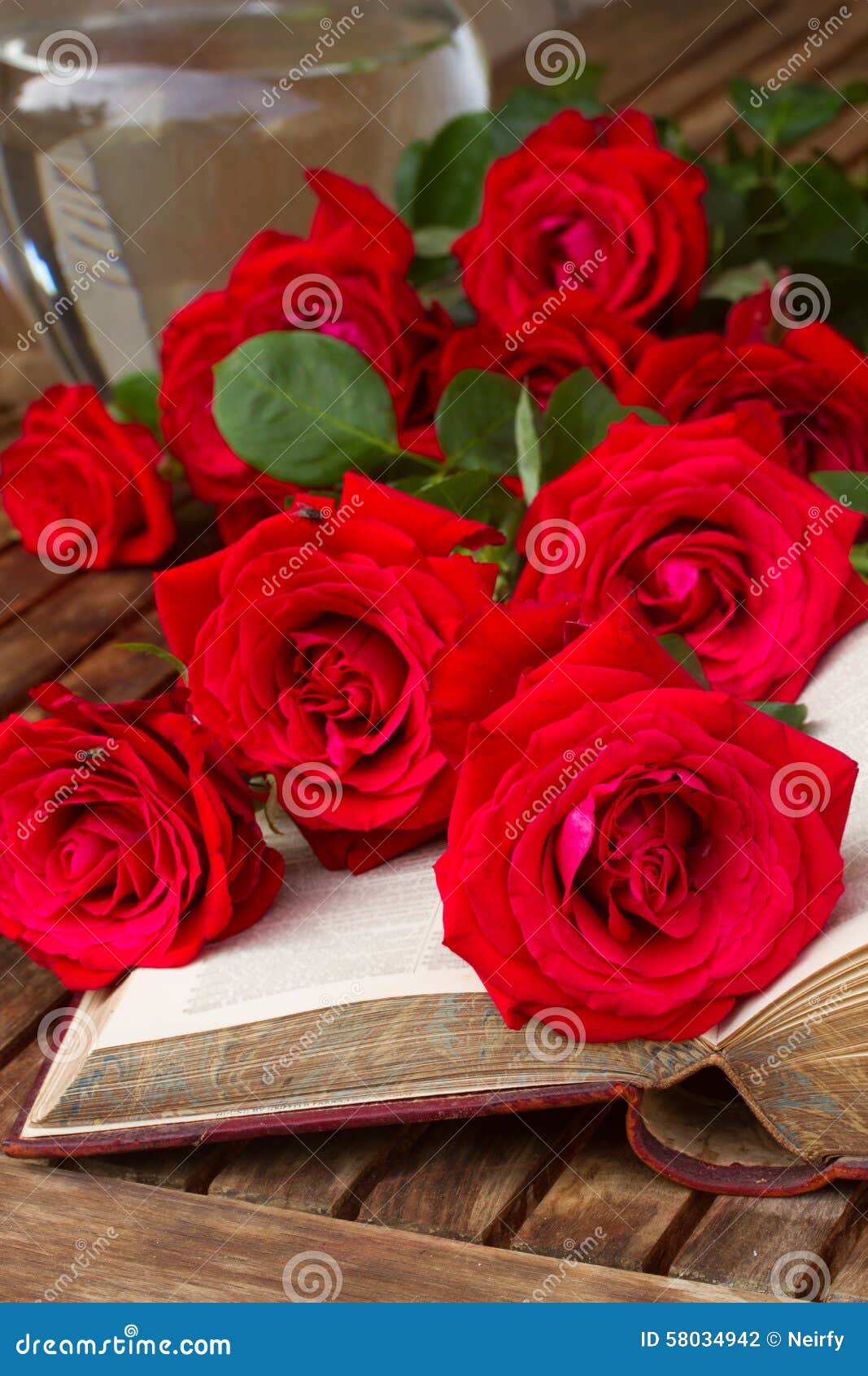 Old book with roses stock photo. Image of artwork, bookshelf - 58034942