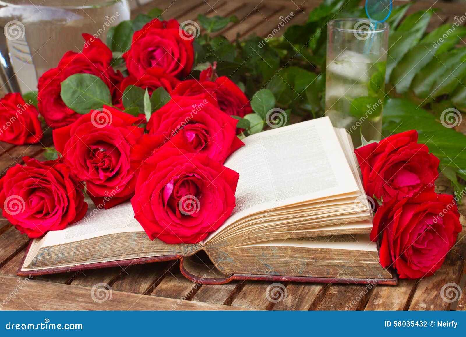 Old book with roses stock photo. Image of design, library - 58035432