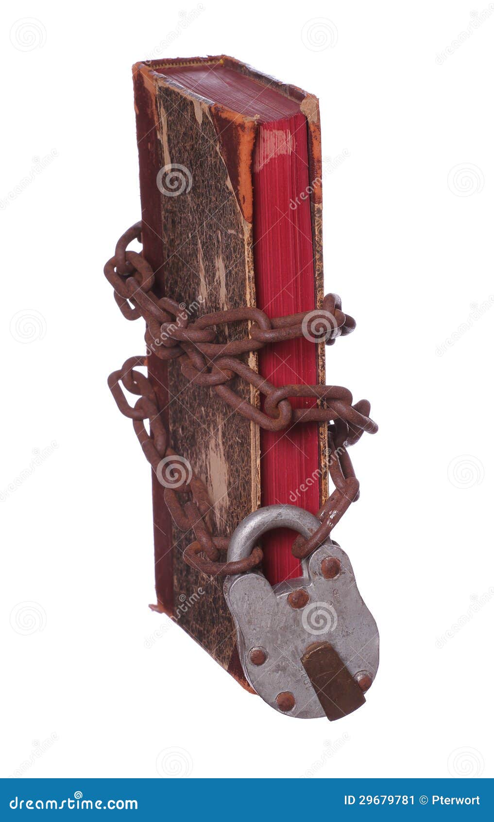 Old Book with Rusty Chain and Padlock Stock Image - Image of closeup ...