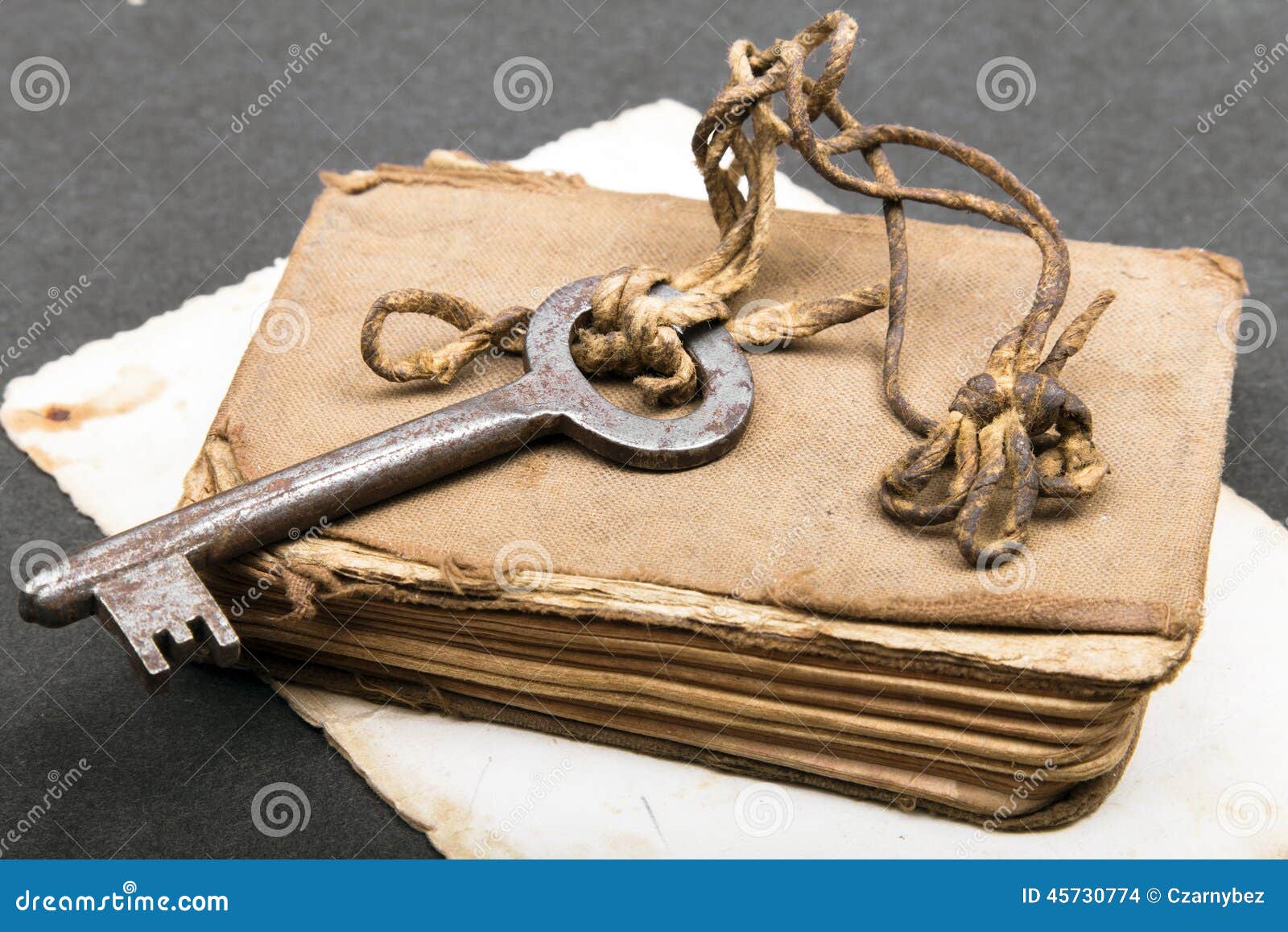 Old Book, Rusty Key and Empty Photograph Stock Photo - Image of ...
