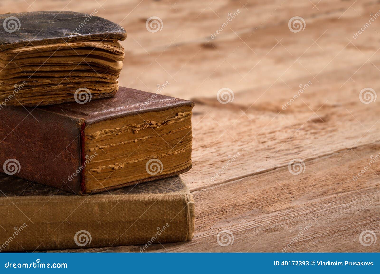 Old Book Stack, Brown Pages Blank Spine, Macro of Aged Library H Stock ...