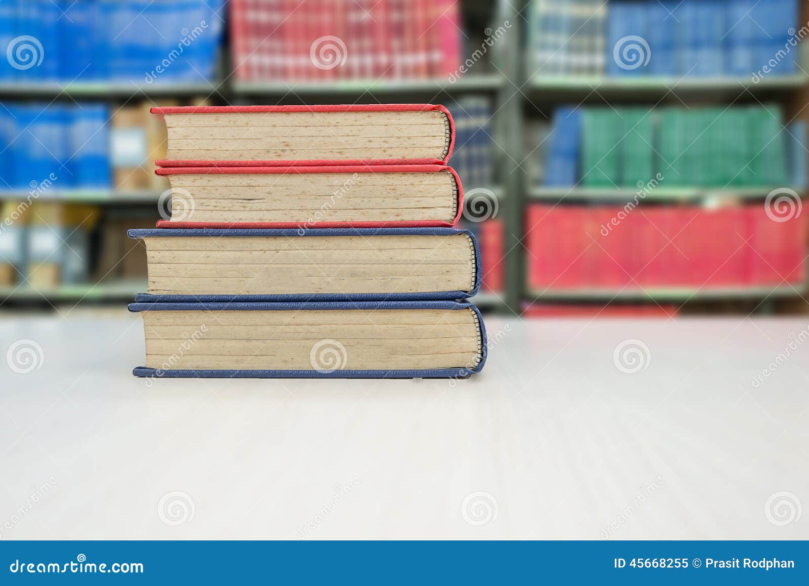 Old Book Stack on Desk in Library Stock Image - Image of hardcover ...