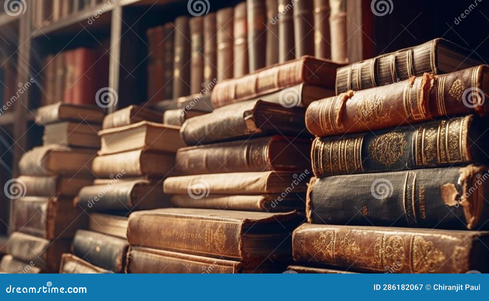 Old Book Stack on Library Shelf Nice Background Stock Illustration ...