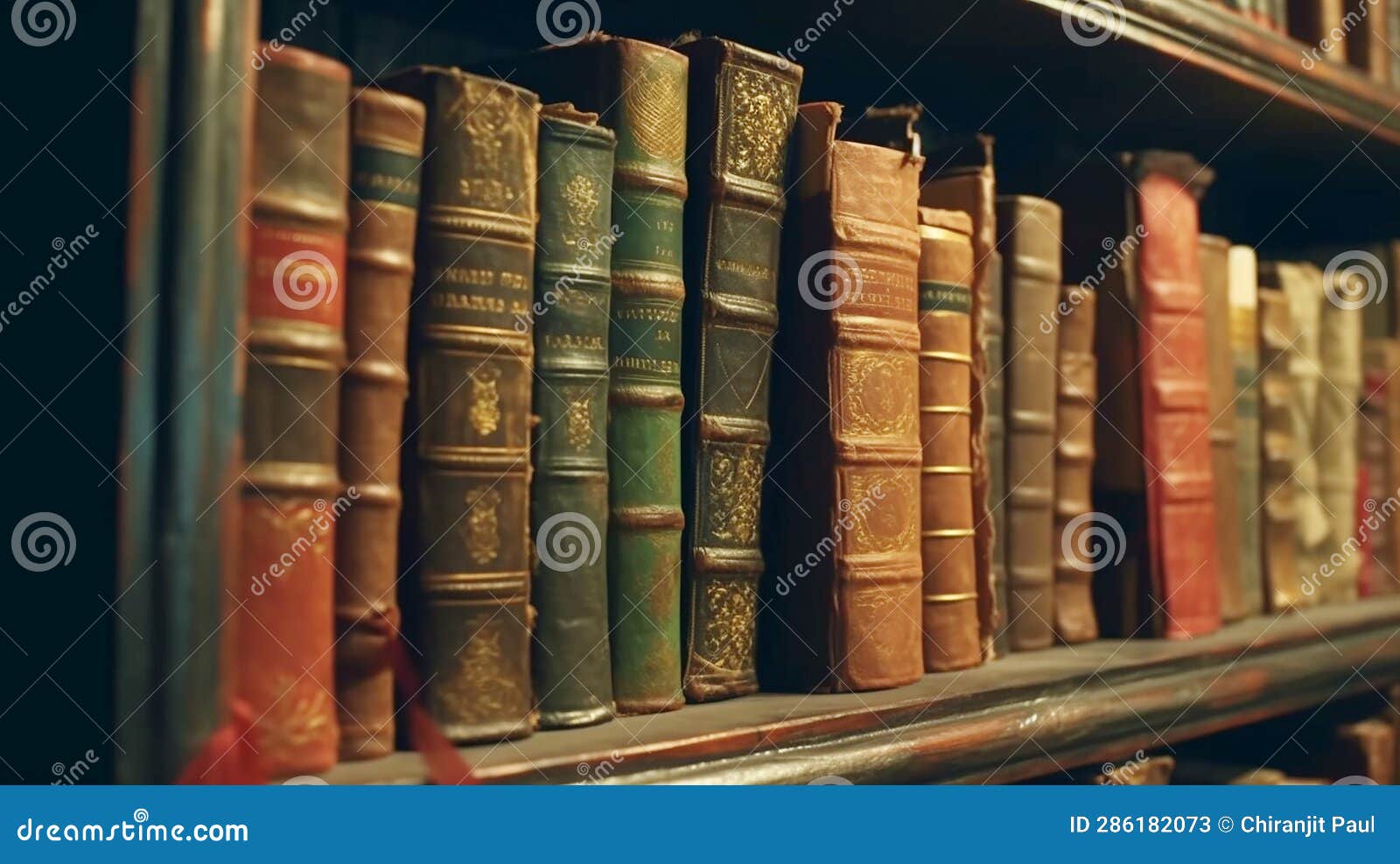 Old Book Stack on Library Shelf Nice Background Stock Illustration ...