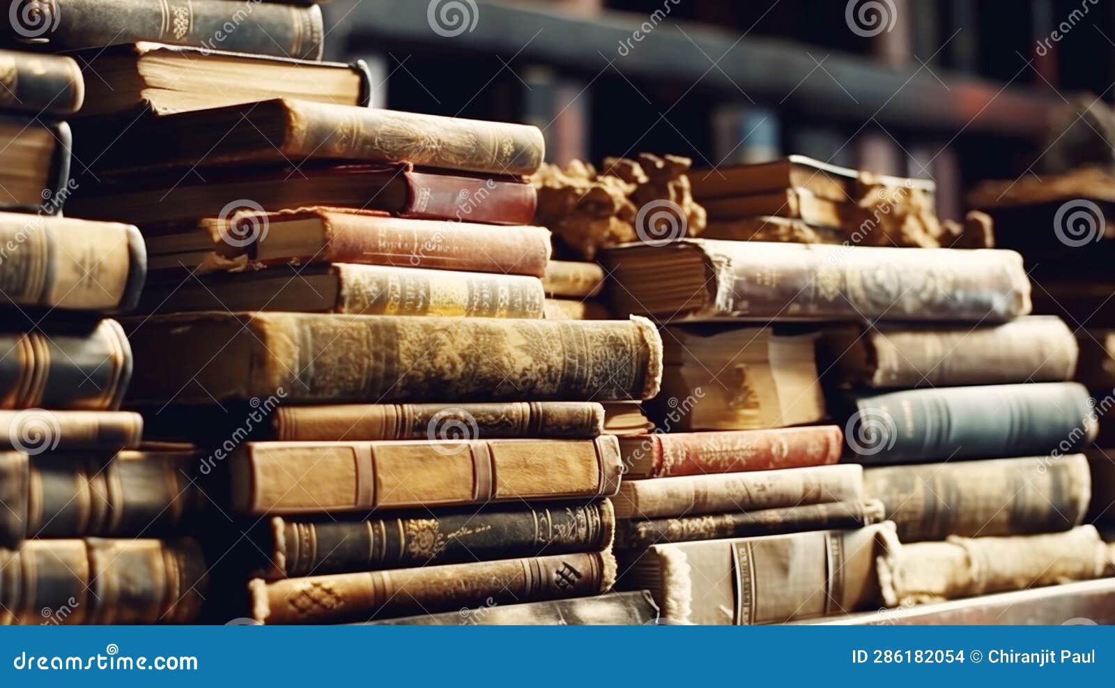 Old Book Stack on Library Shelf Nice Background Stock Illustration ...