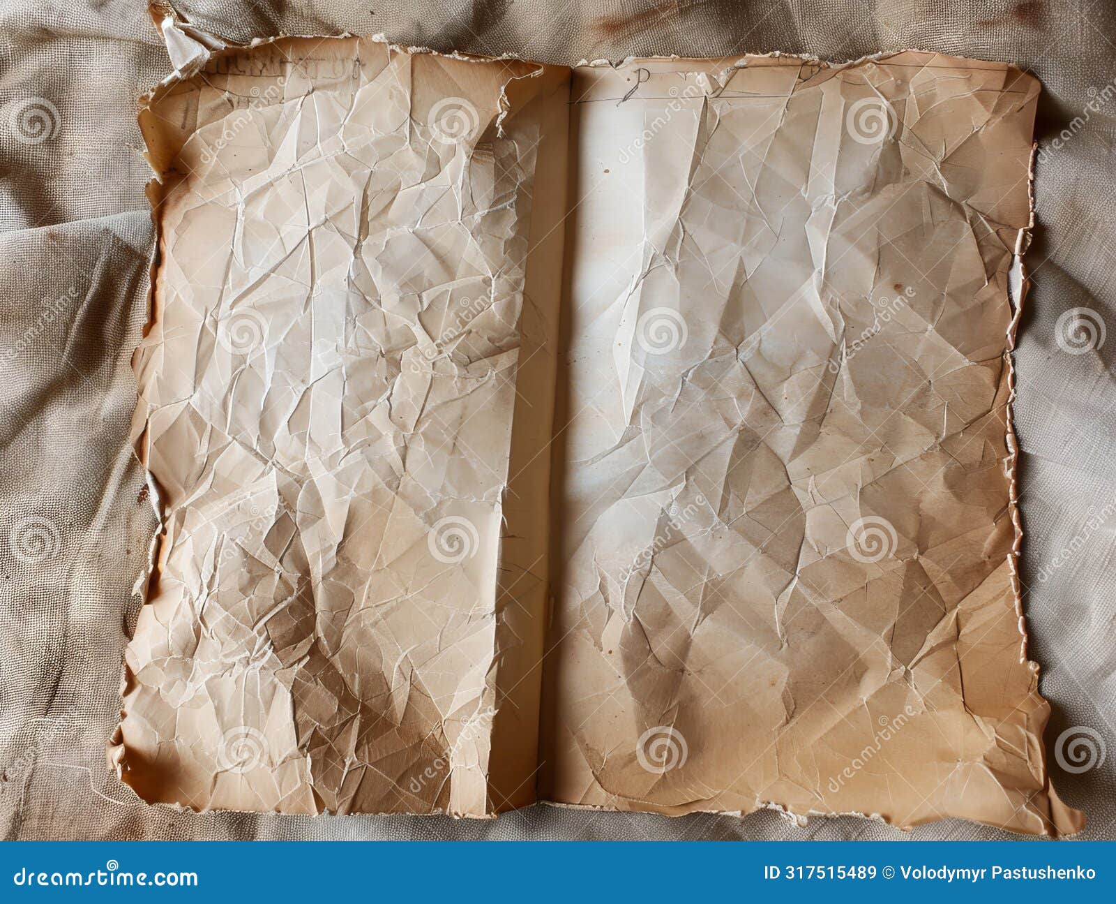 An Old Book with Torn Pages on a White Sheet Stock Illustration ...