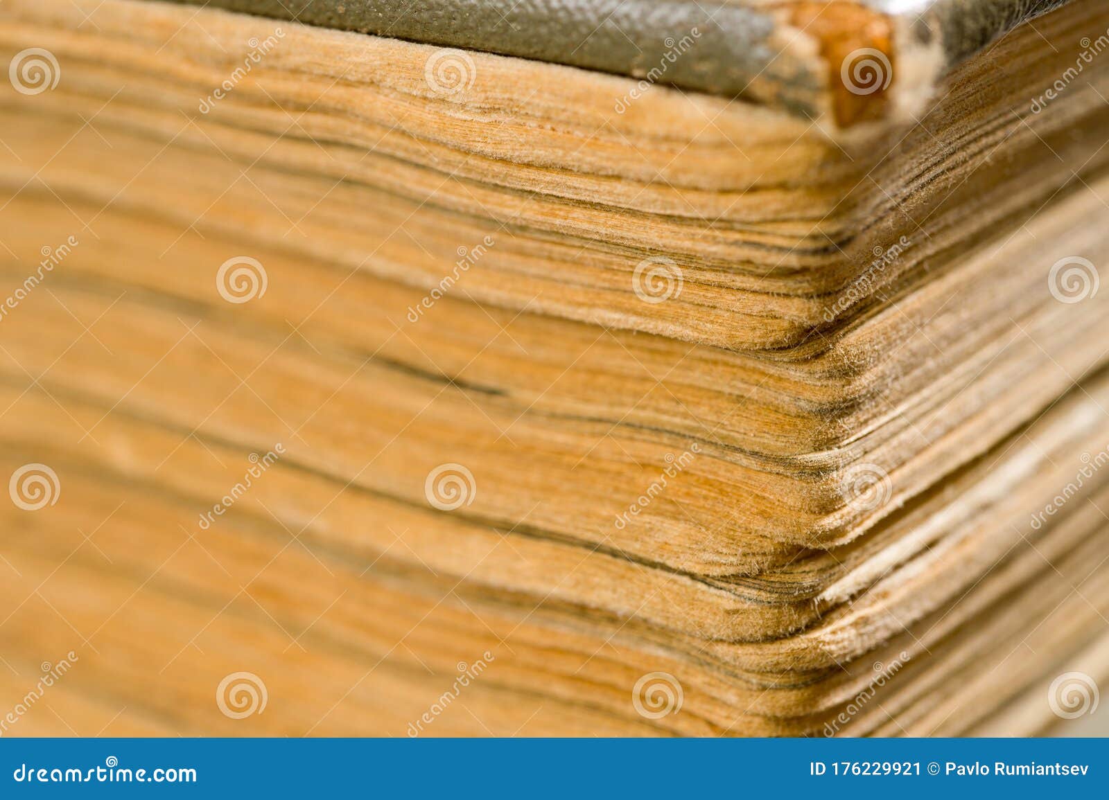 An Old Book with Yellowed Pages and a Battered Cover. Background for ...