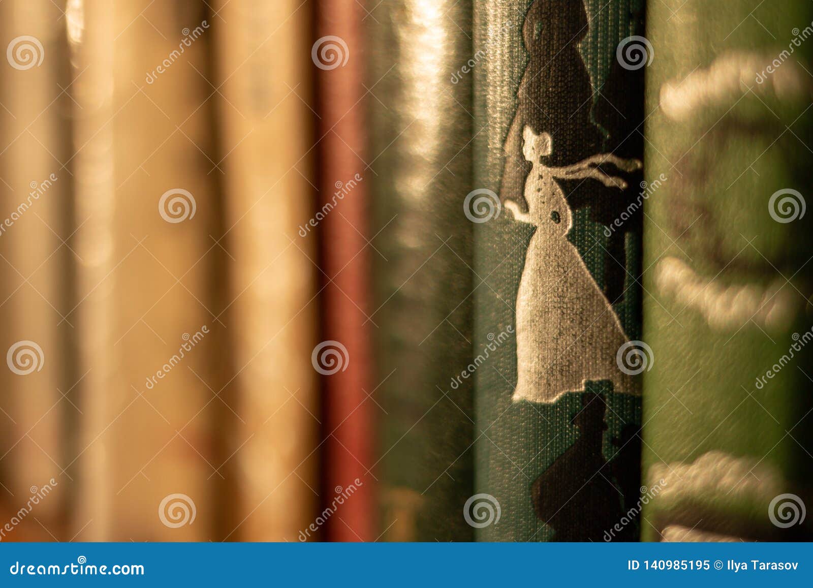 Old Books with Beautiful Covers on the Bookshelf Stock Image - Image of ...