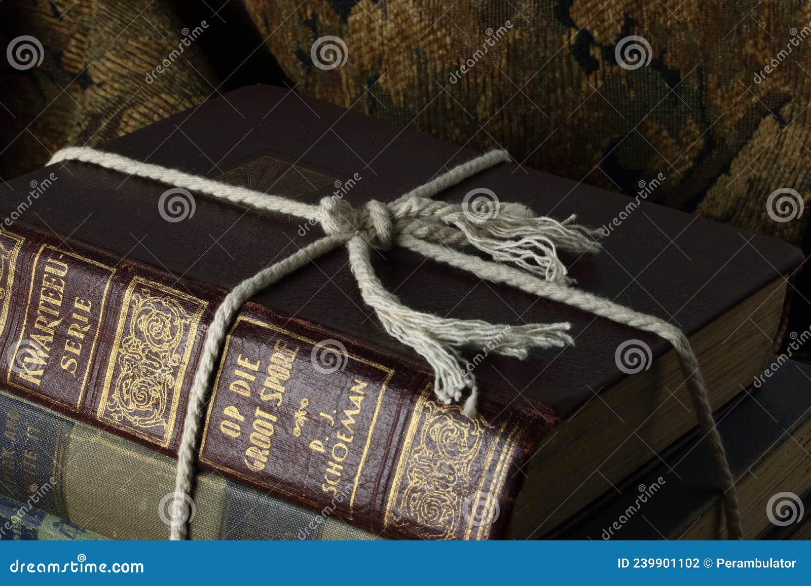 OLD BOOKS BOUND with WHITE ROPE Editorial Photography - Image of faded ...