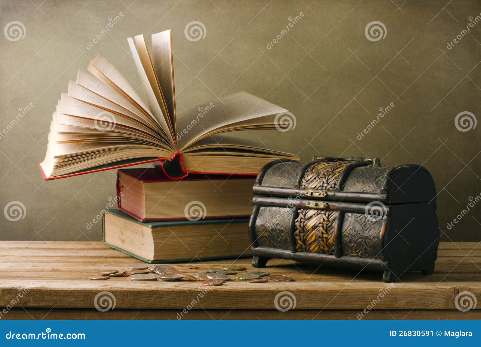 Old books and chest box stock image. Image of wallpaper - 26830591