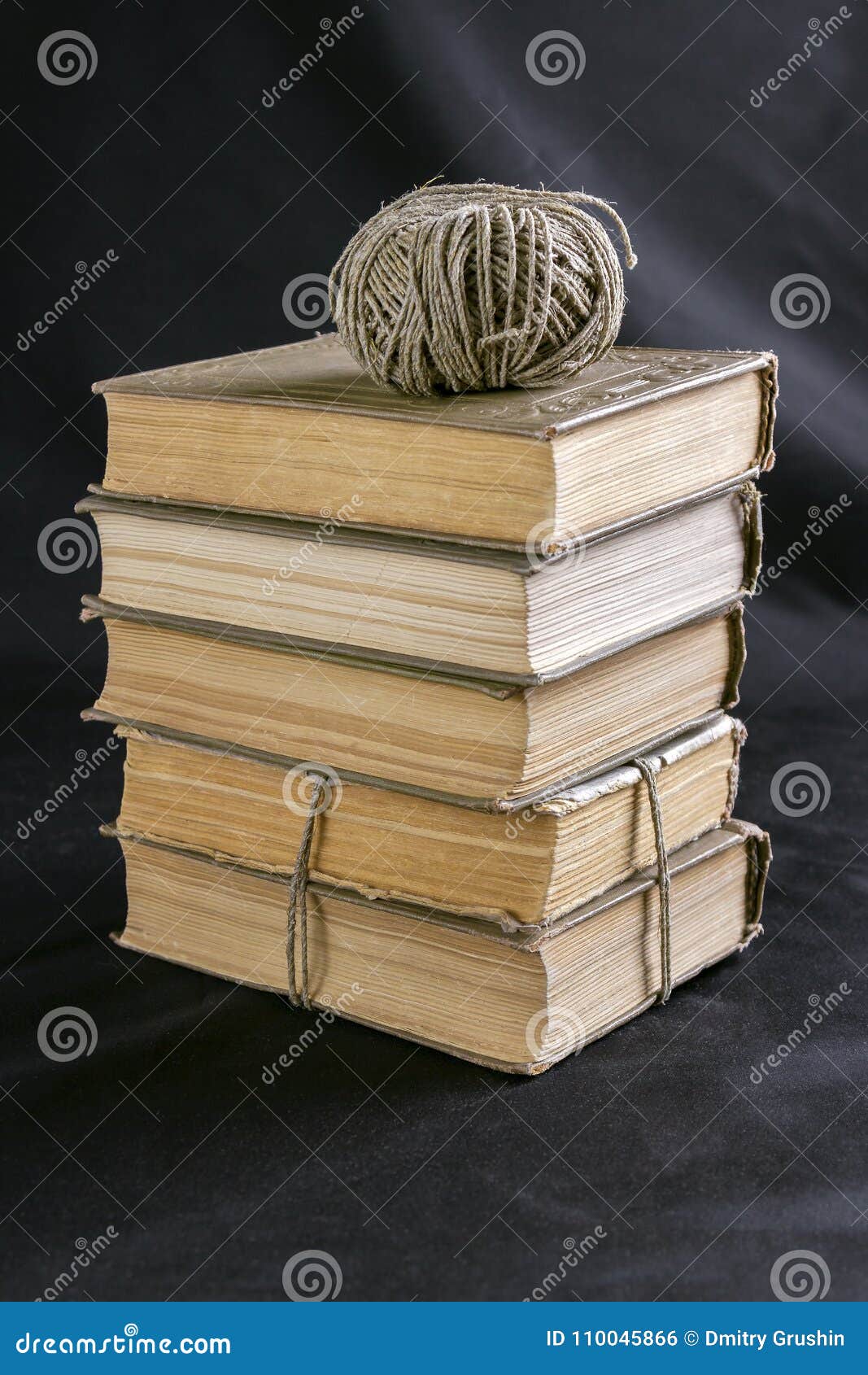 Old Books and Coil with Threads Stock Photo - Image of album, fabric ...