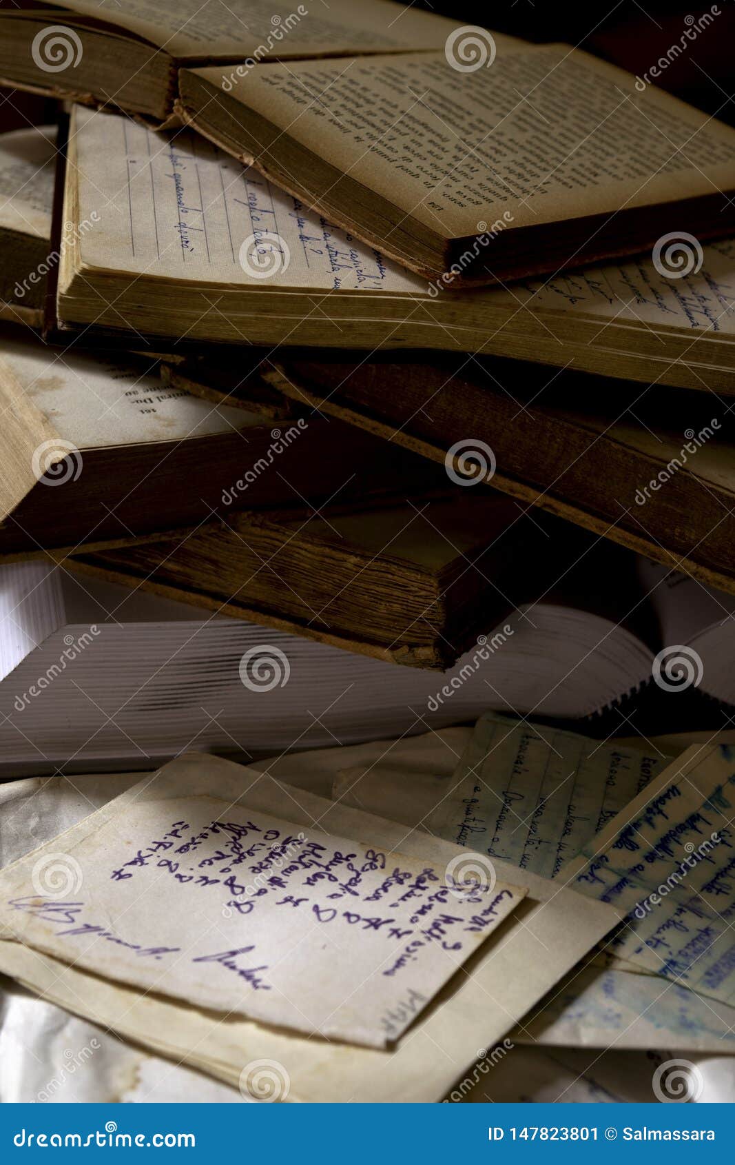 Old Books and Handwritten Diary Stock Image - Image of epigraphic ...