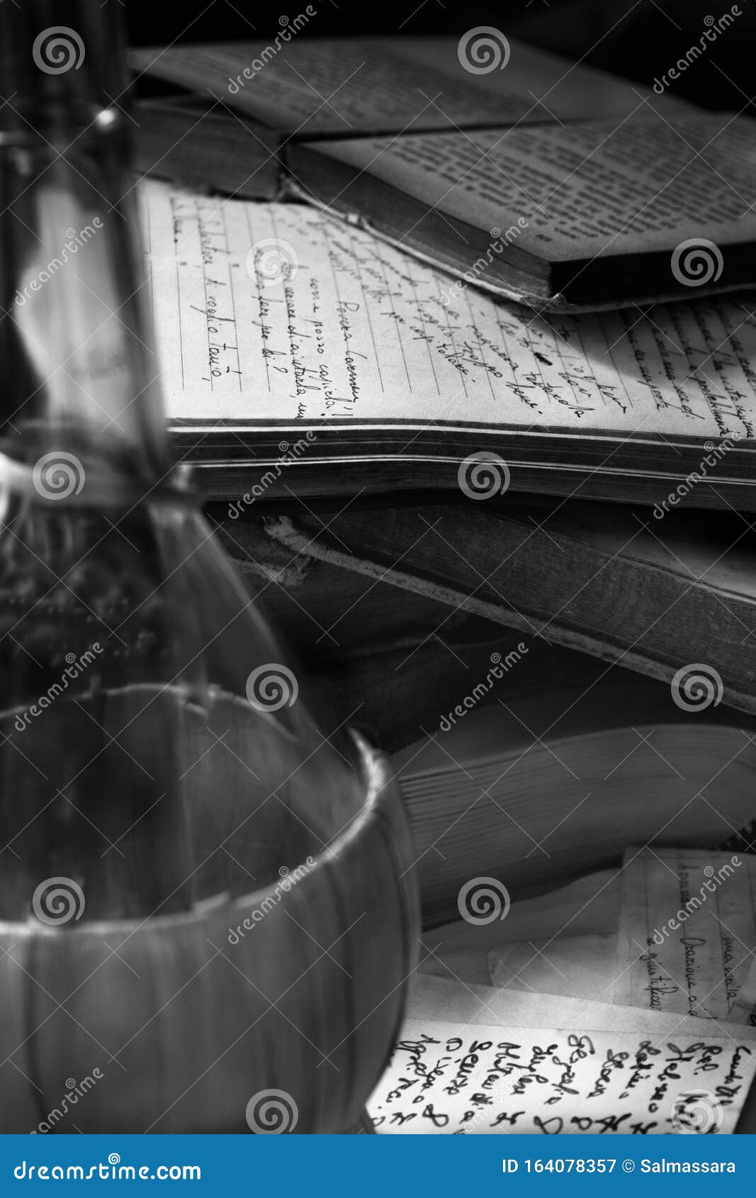 Old Books and Handwritten Diary Stock Image - Image of diary, light ...