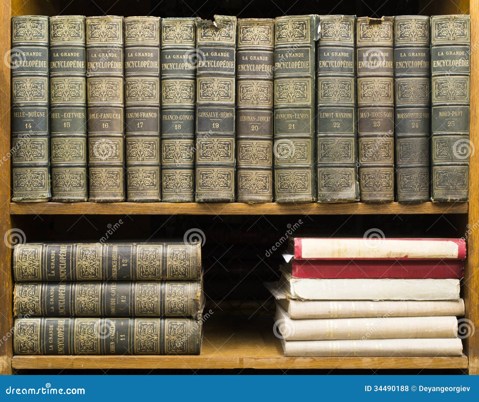 Old books on shelf stock photo. Image of library, encyclopedia - 34490188