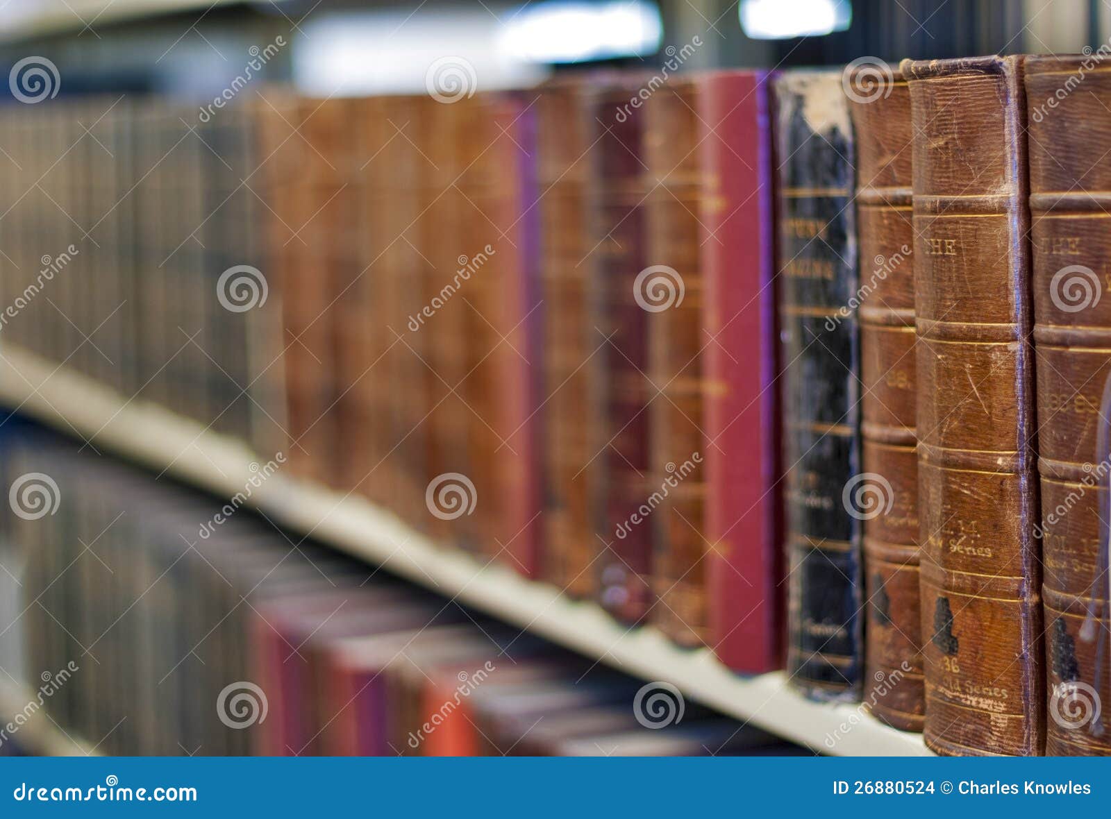 Old Books on a Shelf at the Library Stock Photo - Image of reading ...