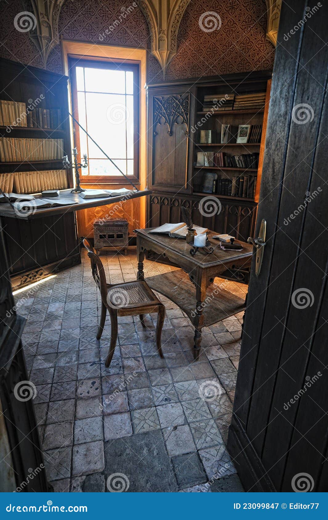 Private castle library stock image. Image of open, door - 23099847