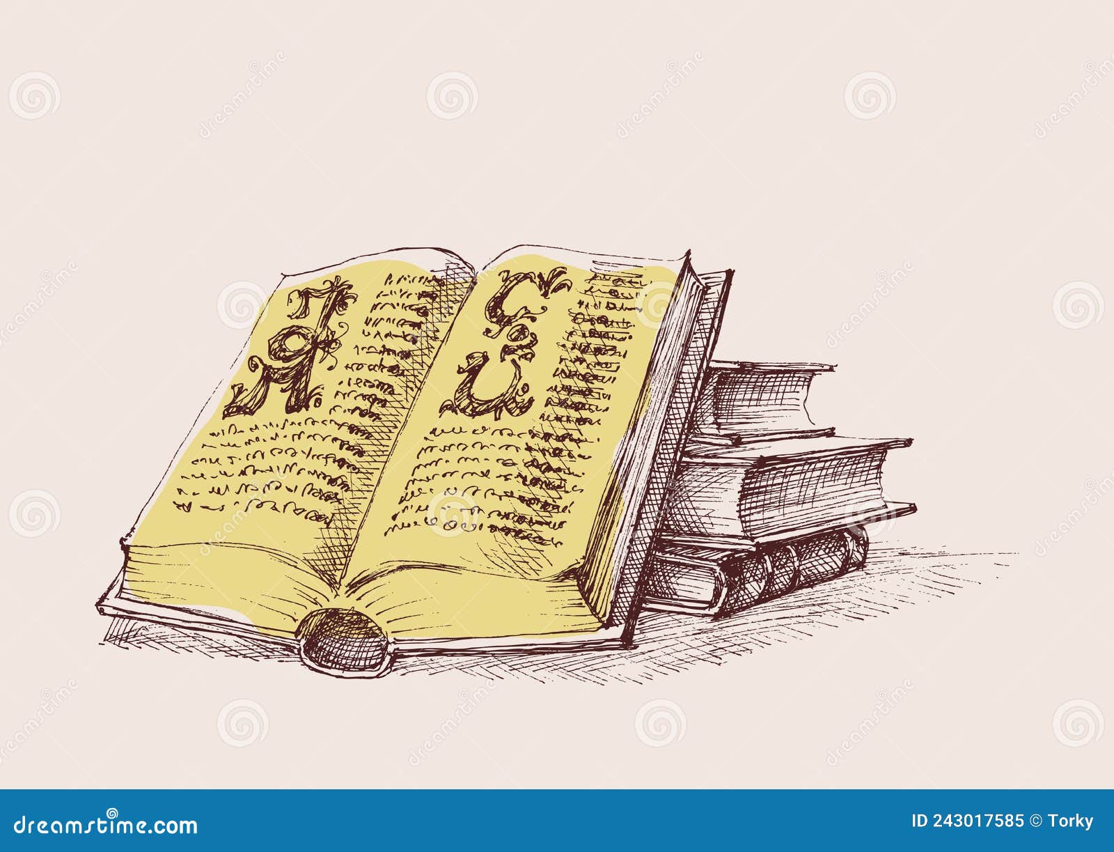Old Books Stand, an Open Book Stock Vector - Illustration of educate ...